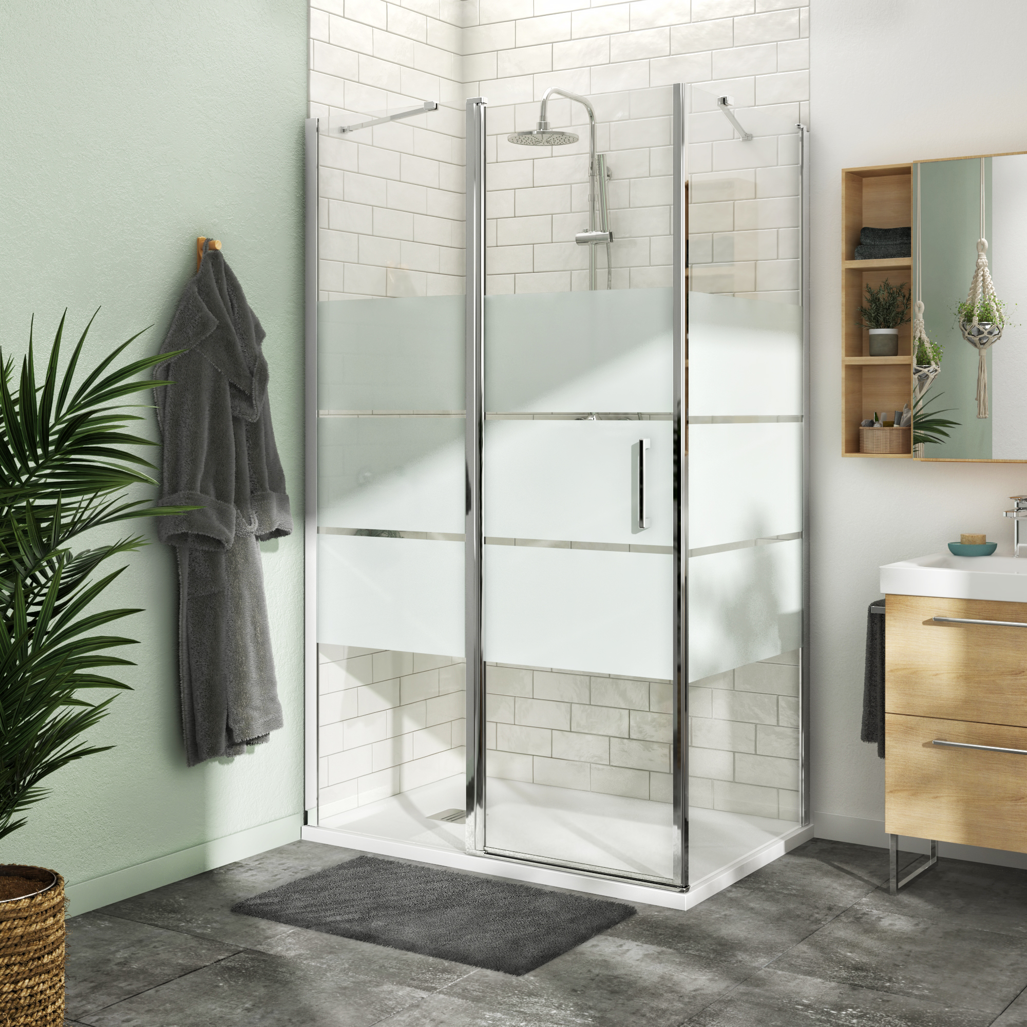 Paroi de douche pivotante sérigraphié 80 cm, Remix | Leroy Merlin