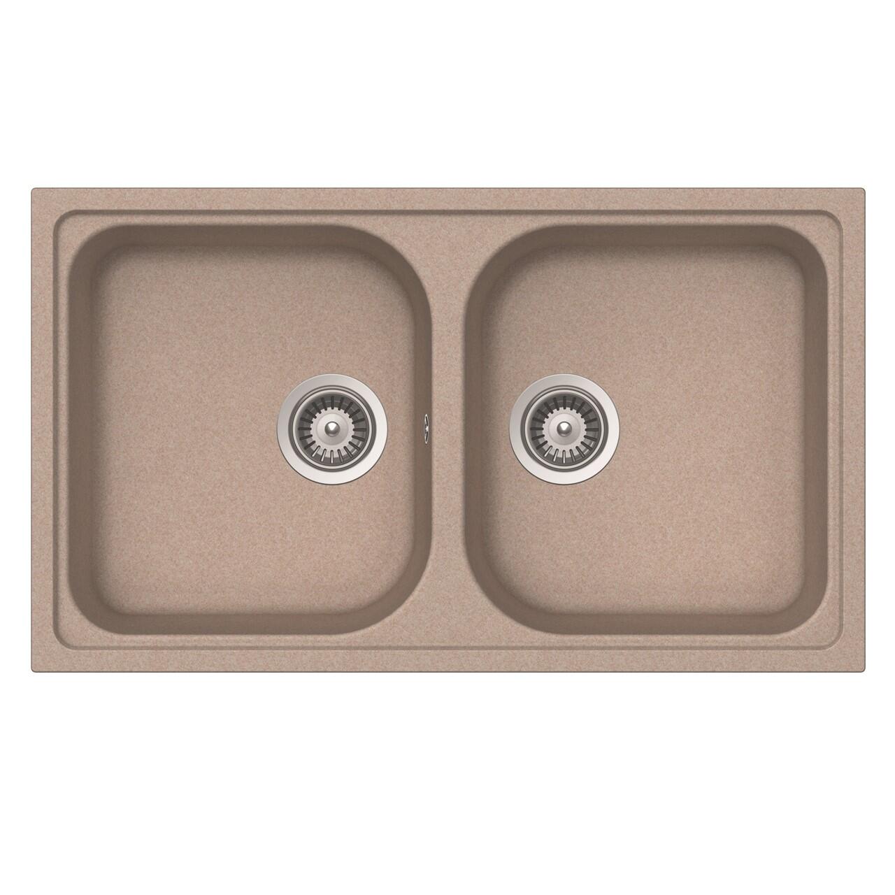 Lavello integrato 2 vasche DELINIA Elba L 86 x L 50 cm sabbia | Leroy ...