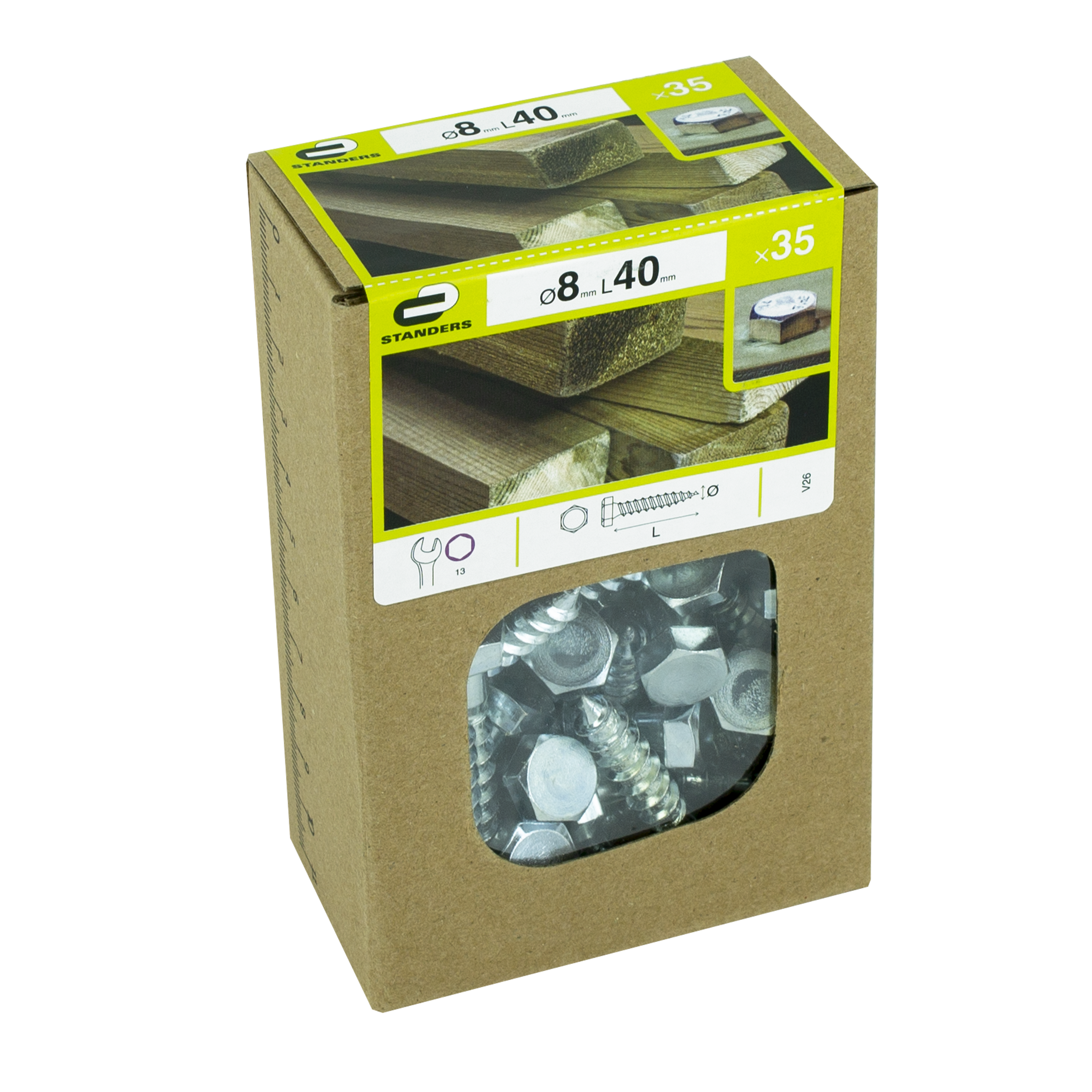 35 vis acier tête 6 pans hex STANDERS, Ø8 x L.40 mm | Leroy Merlin