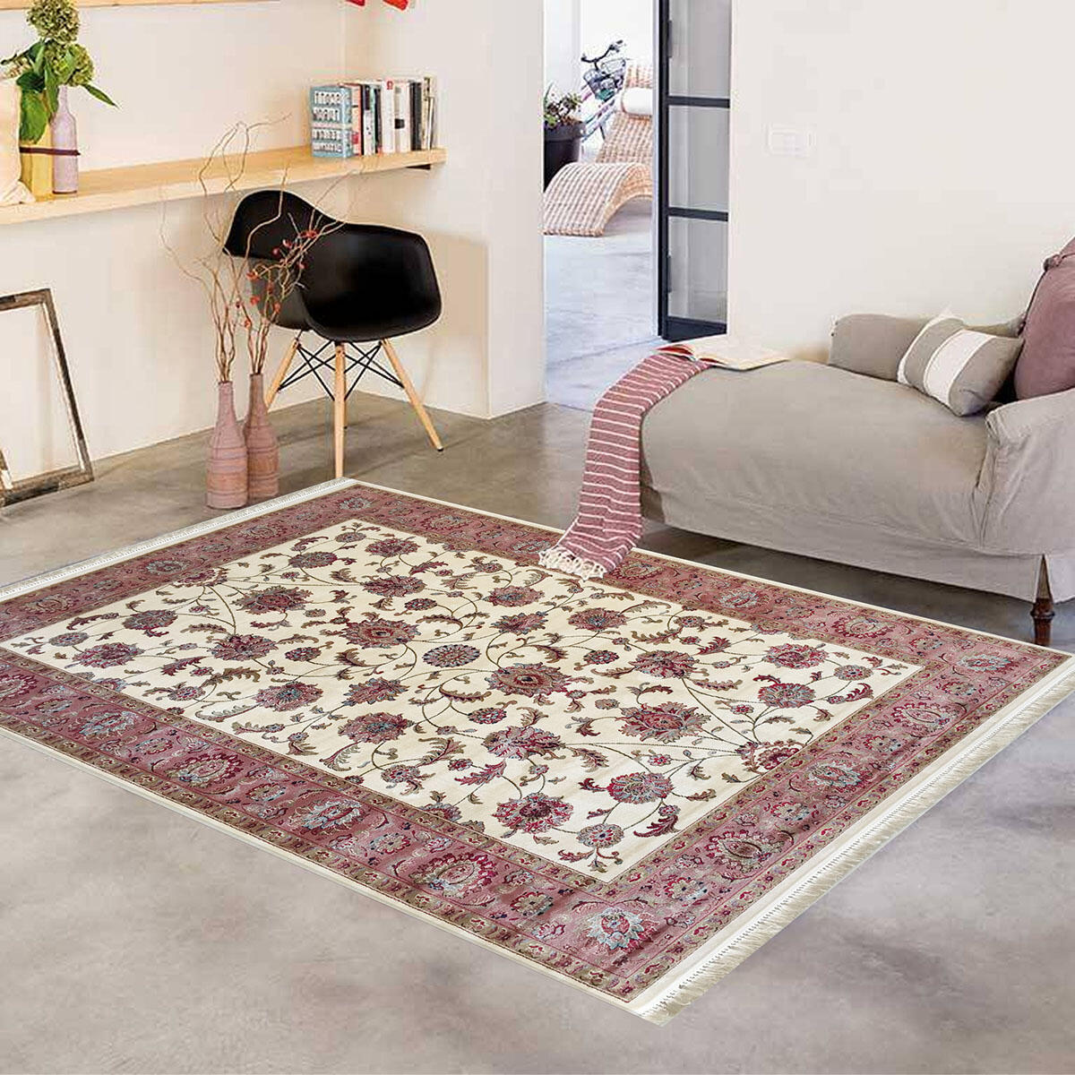 Tappeto Oriental 528 orientale in viscosa crema, L 200 x L 140 cm ...