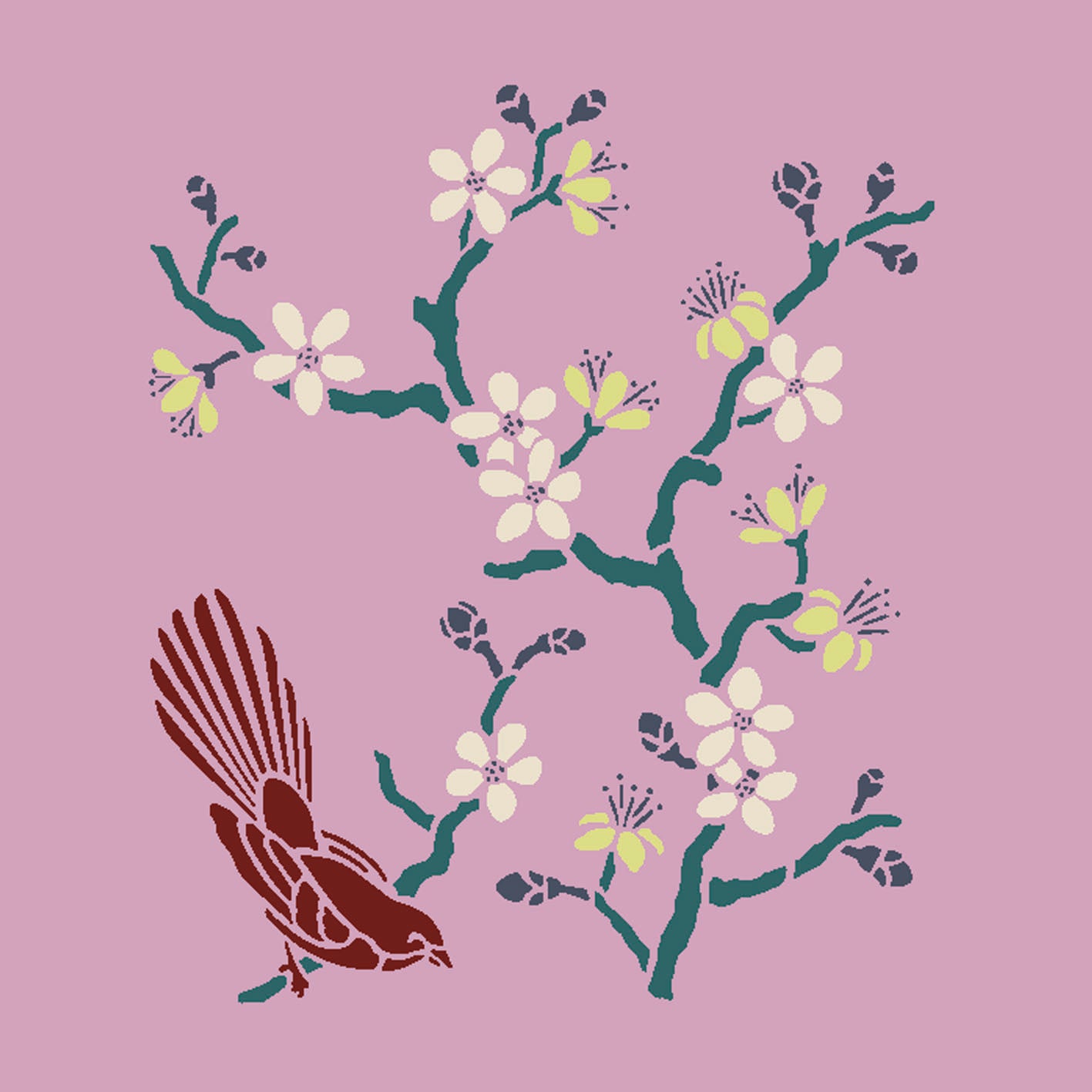 Stencil tema frutti e fiori FLEUR Fiore di pesco 35 x 40 cm | Leroy Merlin
