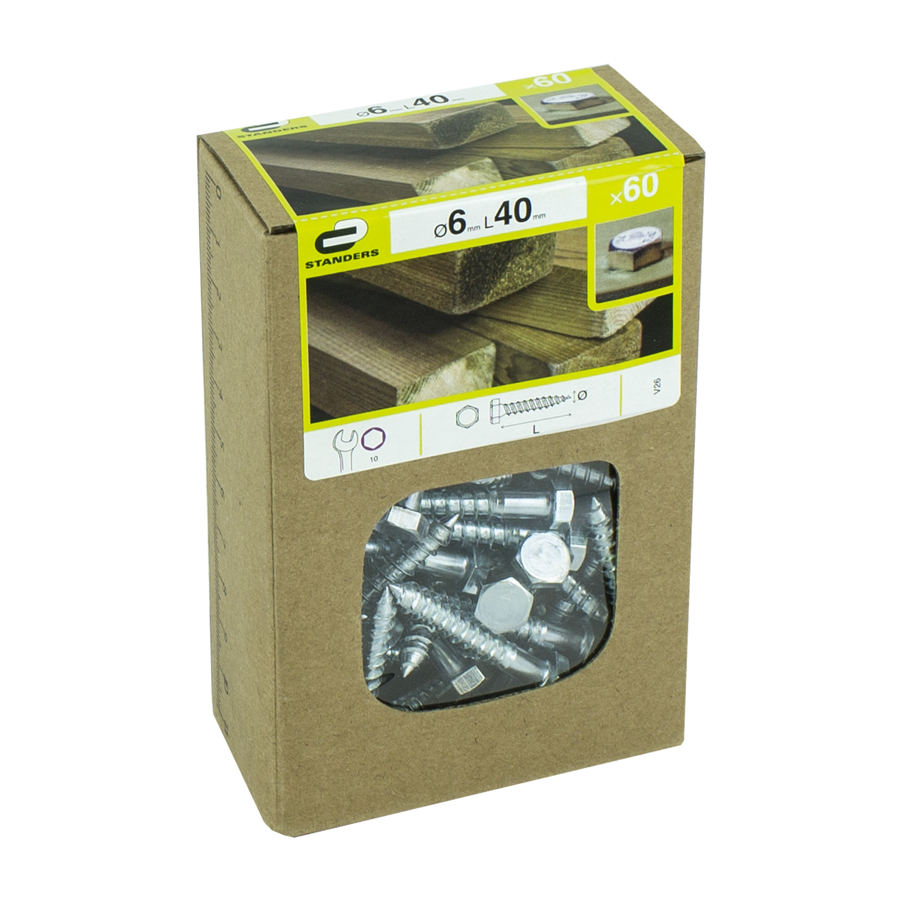 60 vis acier tête 6 pans hex STANDERS, Ø6 x L.40 mm | Leroy Merlin