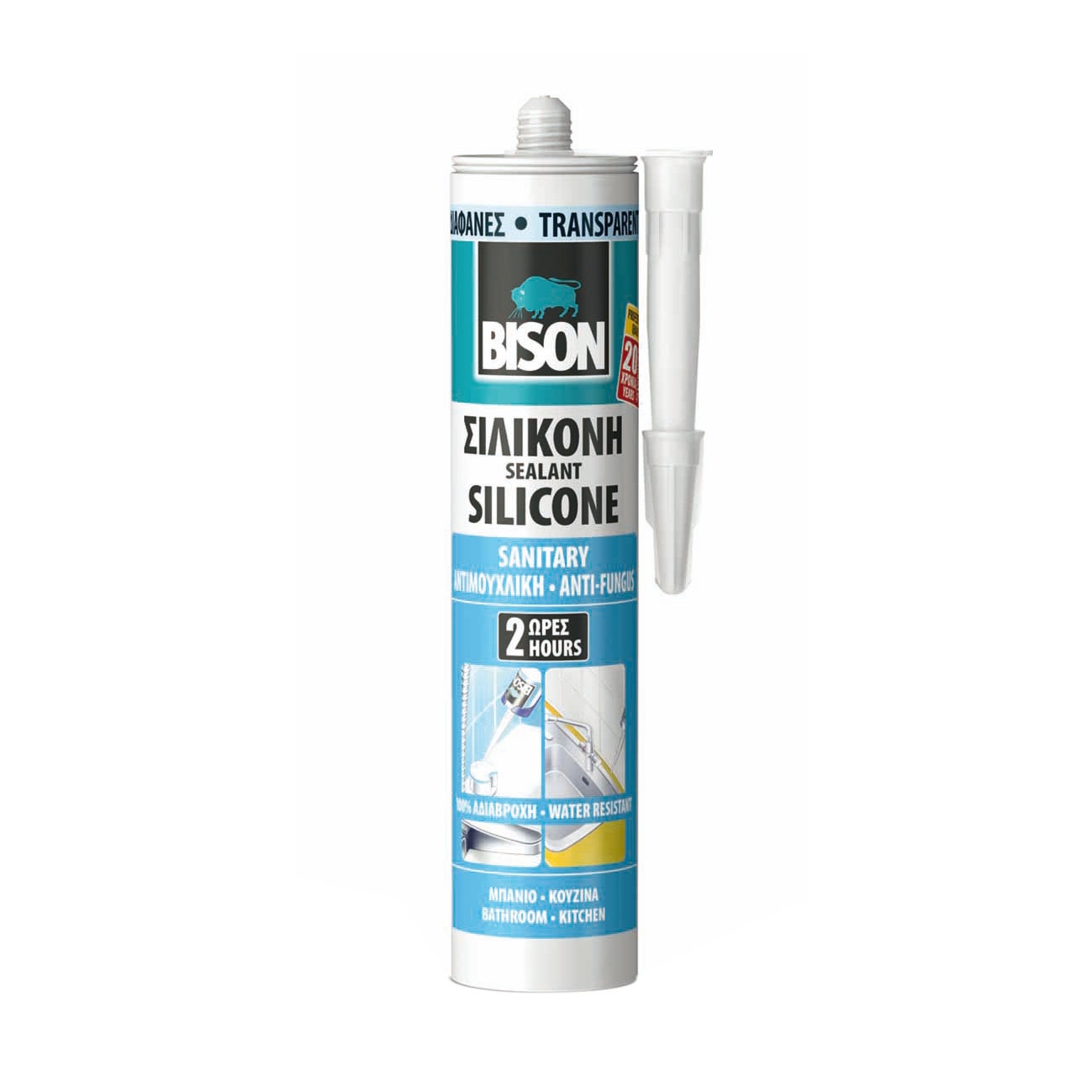 Σιλικόνη Silicon Universal BISON σε χρώμα διάφανο 280ml