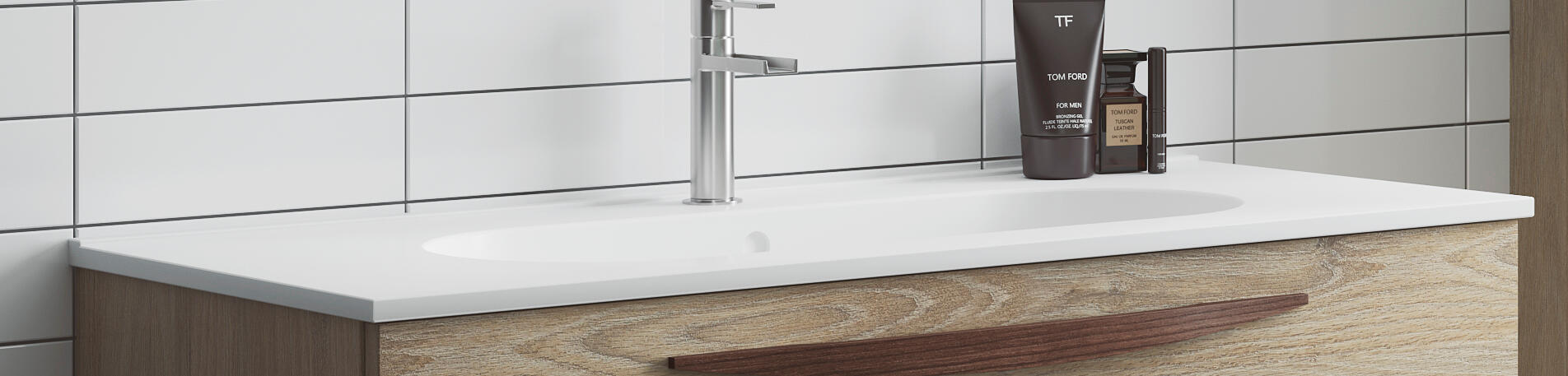 Lavabo integrale rettangolare vasca centrale Ada L 101 x H 18 x P 46 cm ...