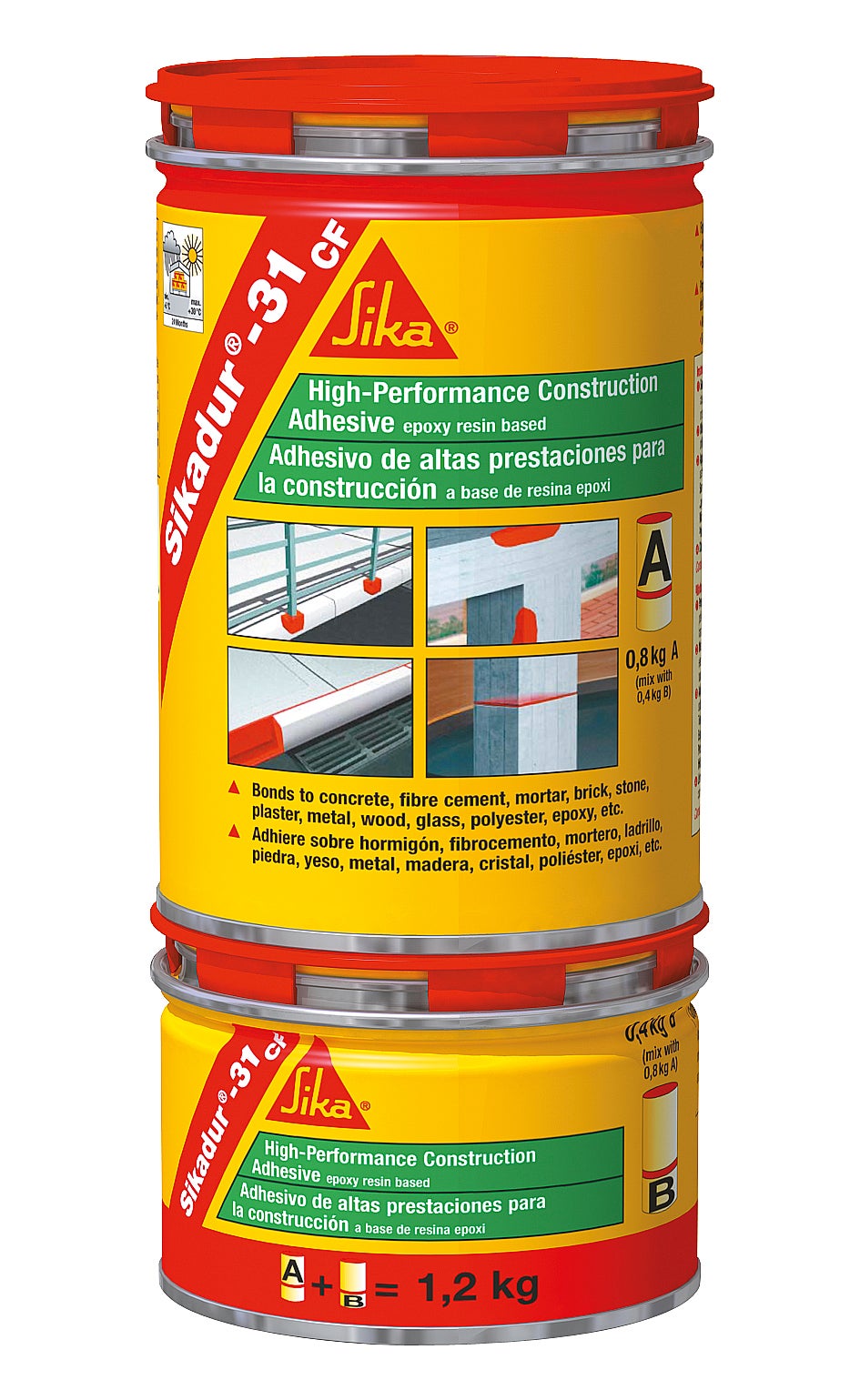 Κόλλα SIKA ΕΛΛΑΣ δύο συστατικών 1,2kg σε γκρι χρωμα