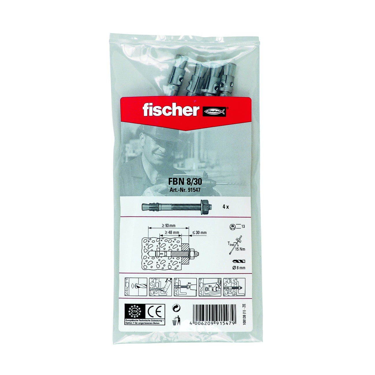 Ούπα FISCHER FBN II γαλβανιζέ 4 τεμάχια