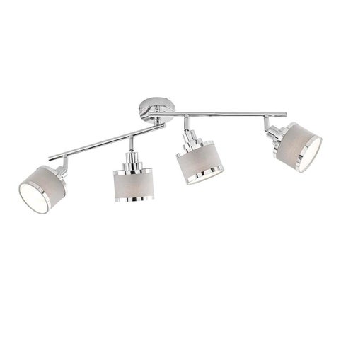 Quadruple spotlight bar WOFI Alexia with nickel frame and grey, nickel ...