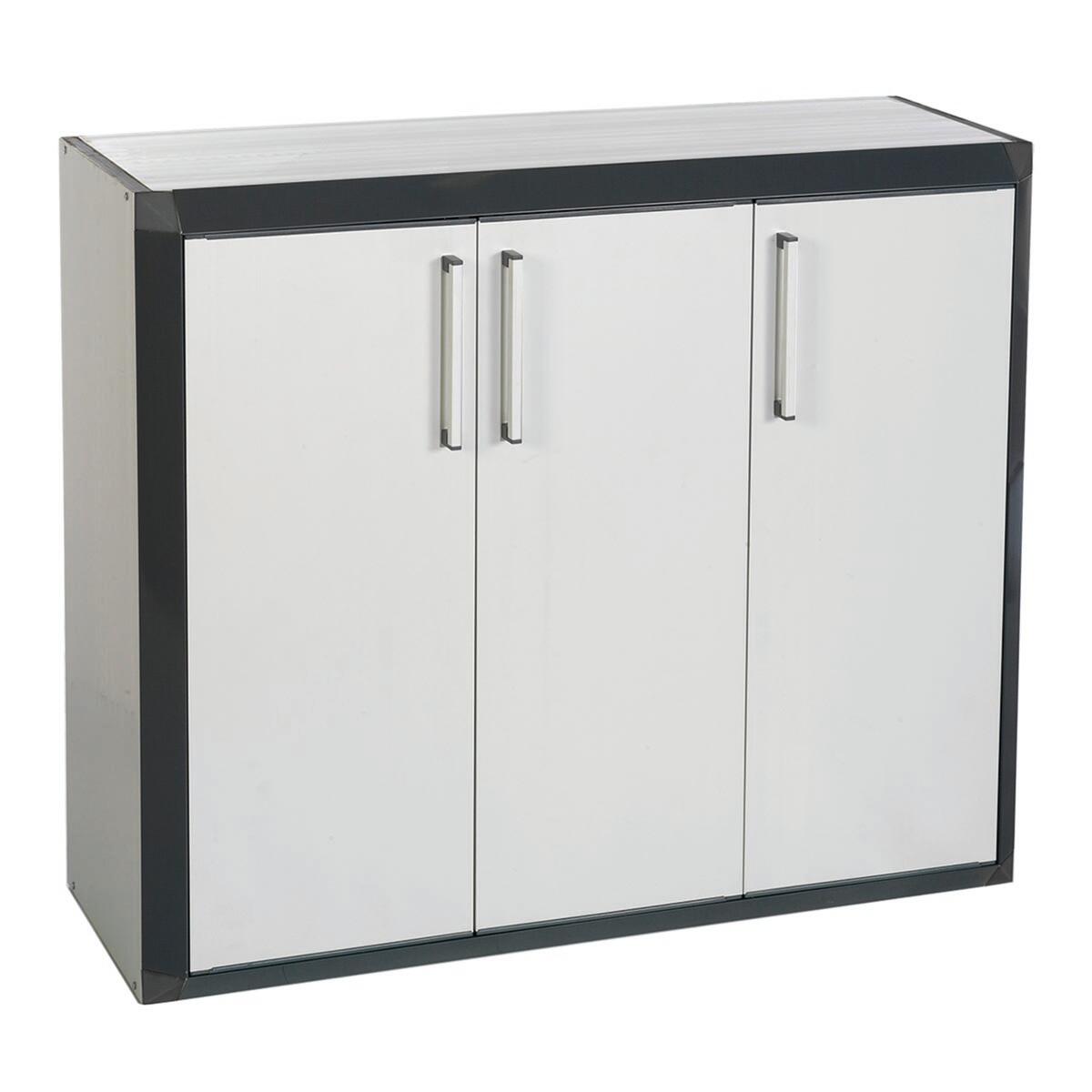 Armadio basso Thetris Eco GAROFALO in resina, grigio antracite L 102 x H 84.4 x P 39 cm, 3 ante ...