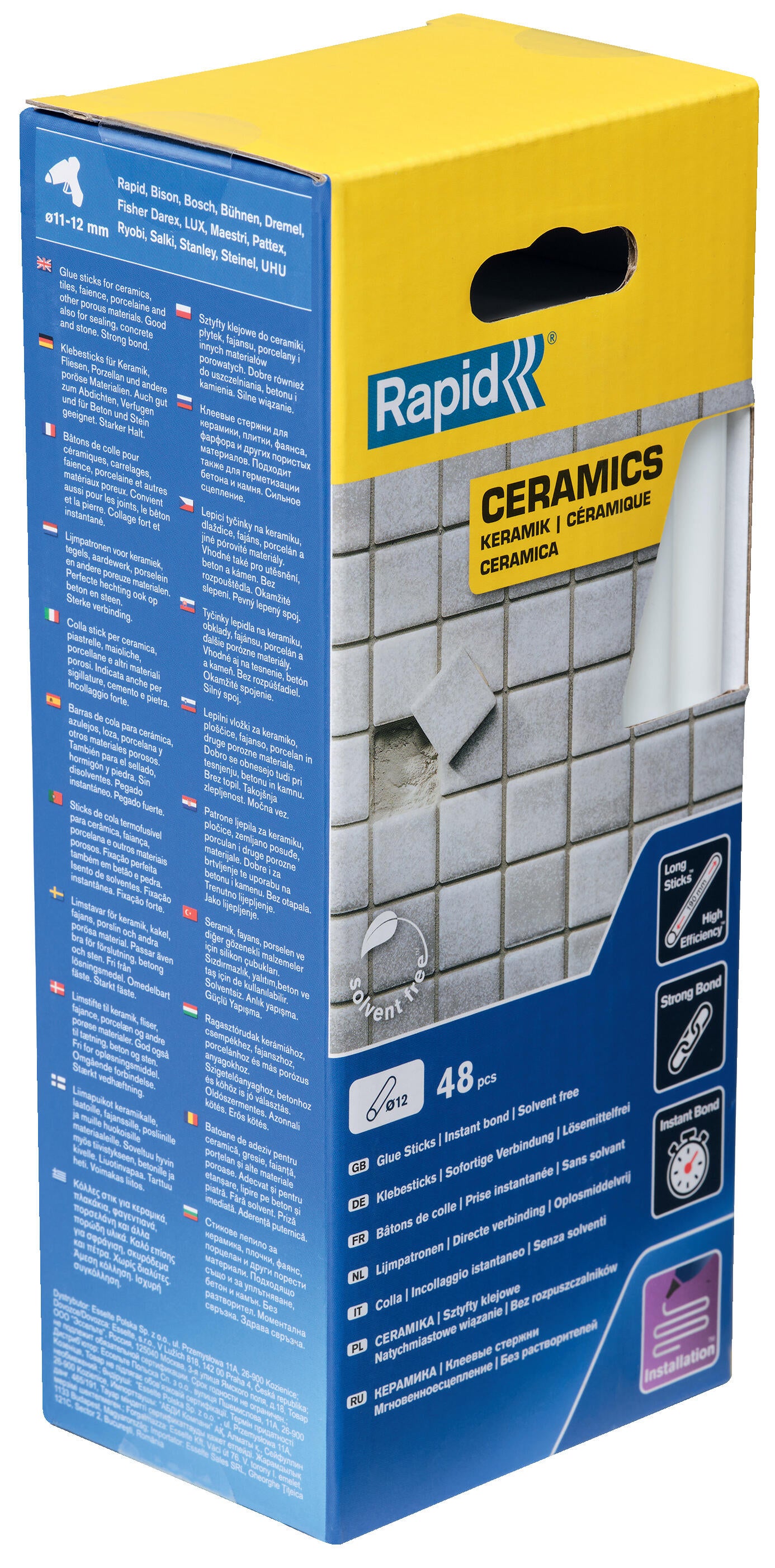 Colle céramique blanche 48 bâtons Diam.12 mm - RAPID | Bricoman