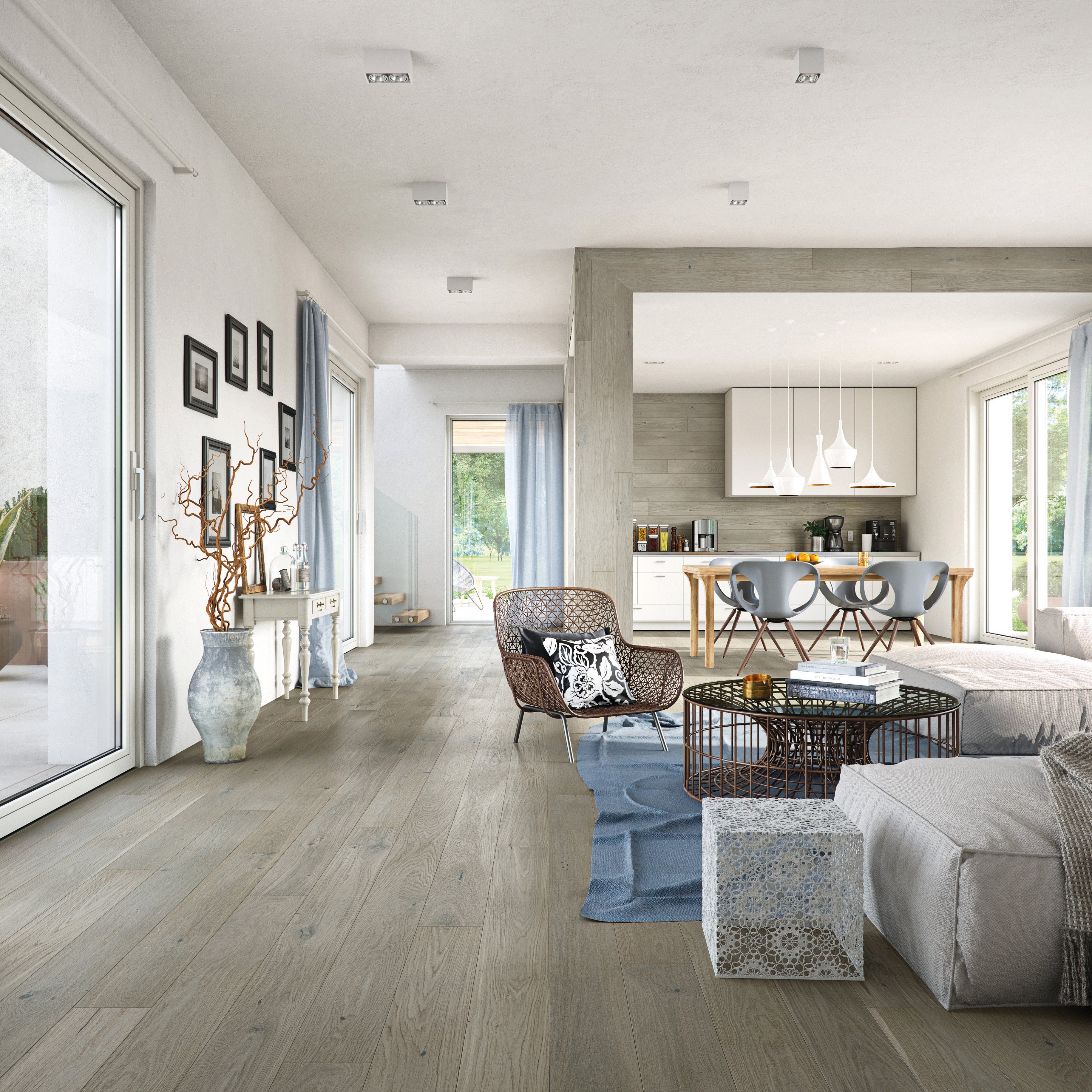 Parquet prefinito in rovere grigio Family vetrificato Forte M | Leroy ...