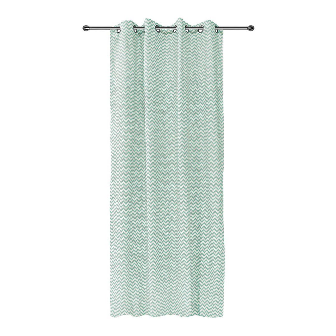 Κουρτίνα Zic zac greek blue σε χρώμα λευκό, τιρκουάζ Μ140xΥ260cm