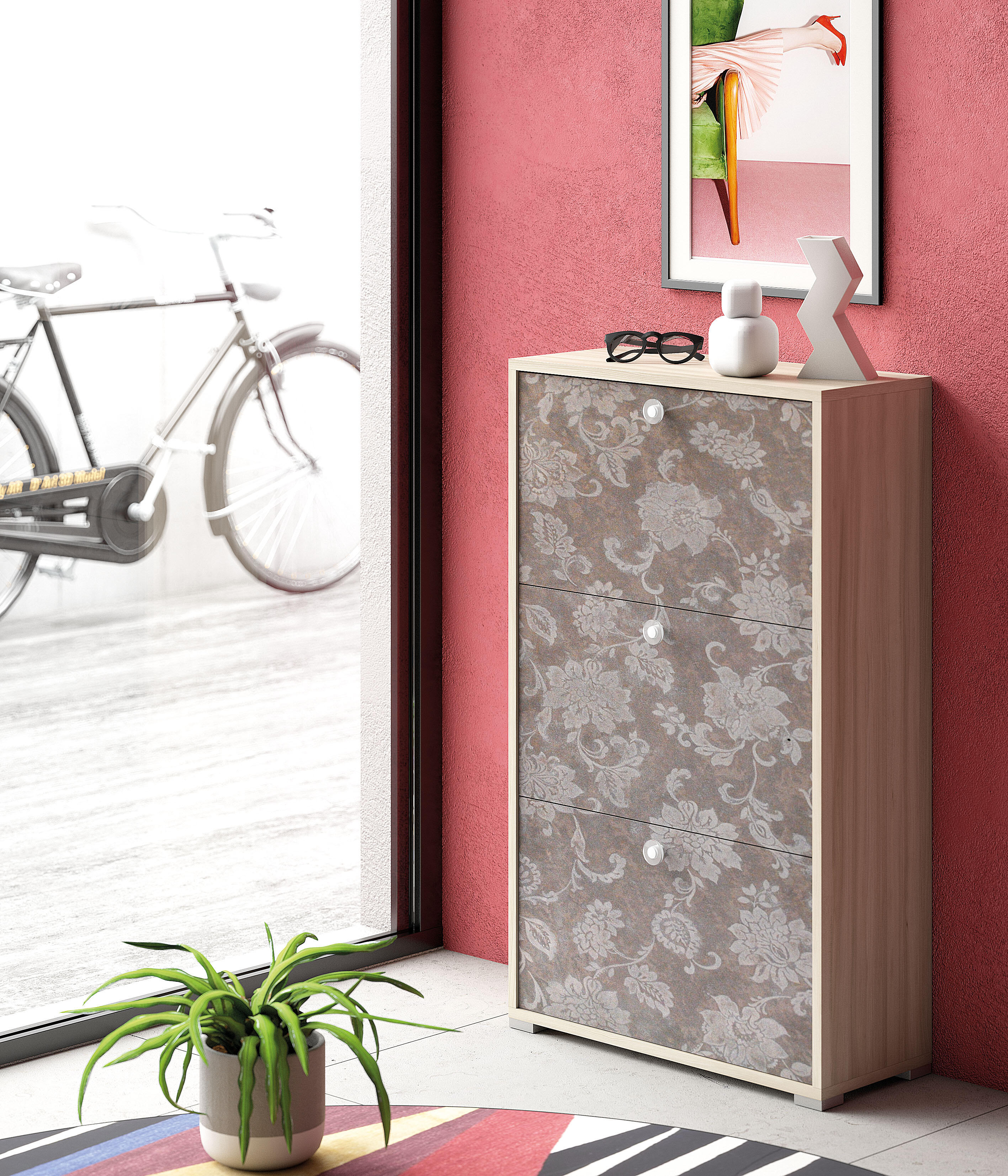 Scarpiera Olmo Fiore 3 ante doppia profondità L 67 x H 112 x P 28 cm 18 ...