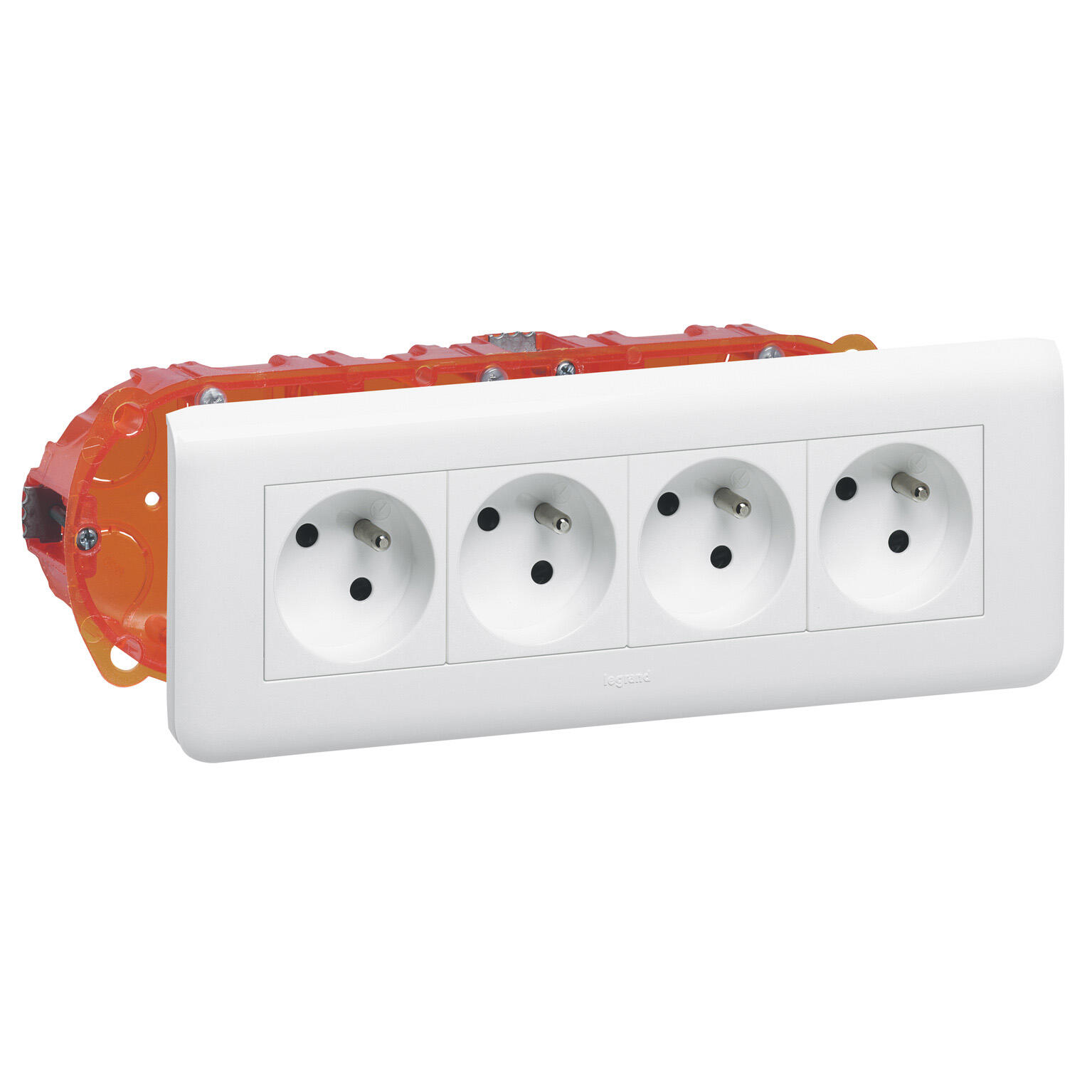 Bloc 4 prises avec terre Mosaic, blanc, LEGRAND | Leroy Merlin