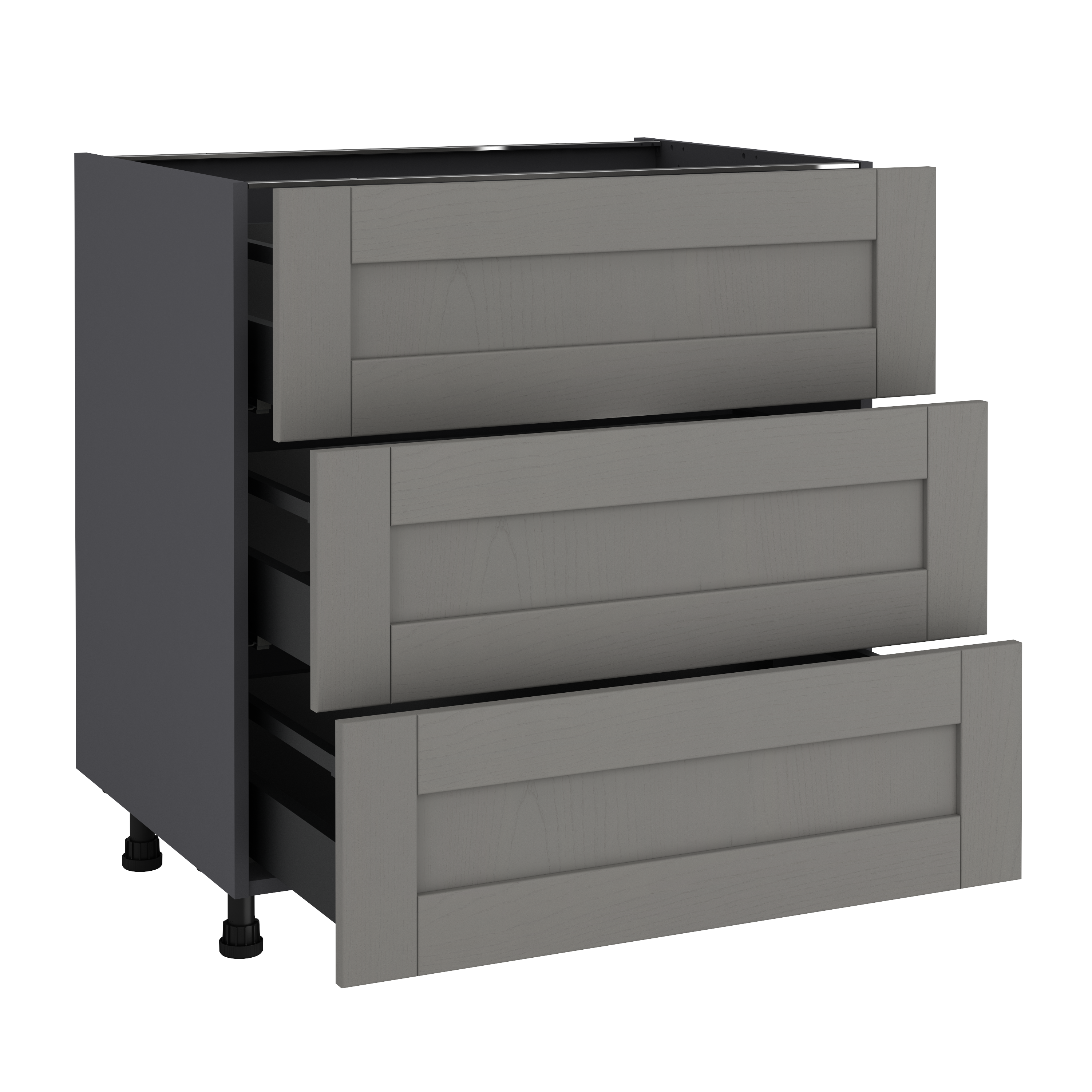 Meuble bas de cuisine Boston gris 3 tiroirs H77 x l80 | Leroy Merlin