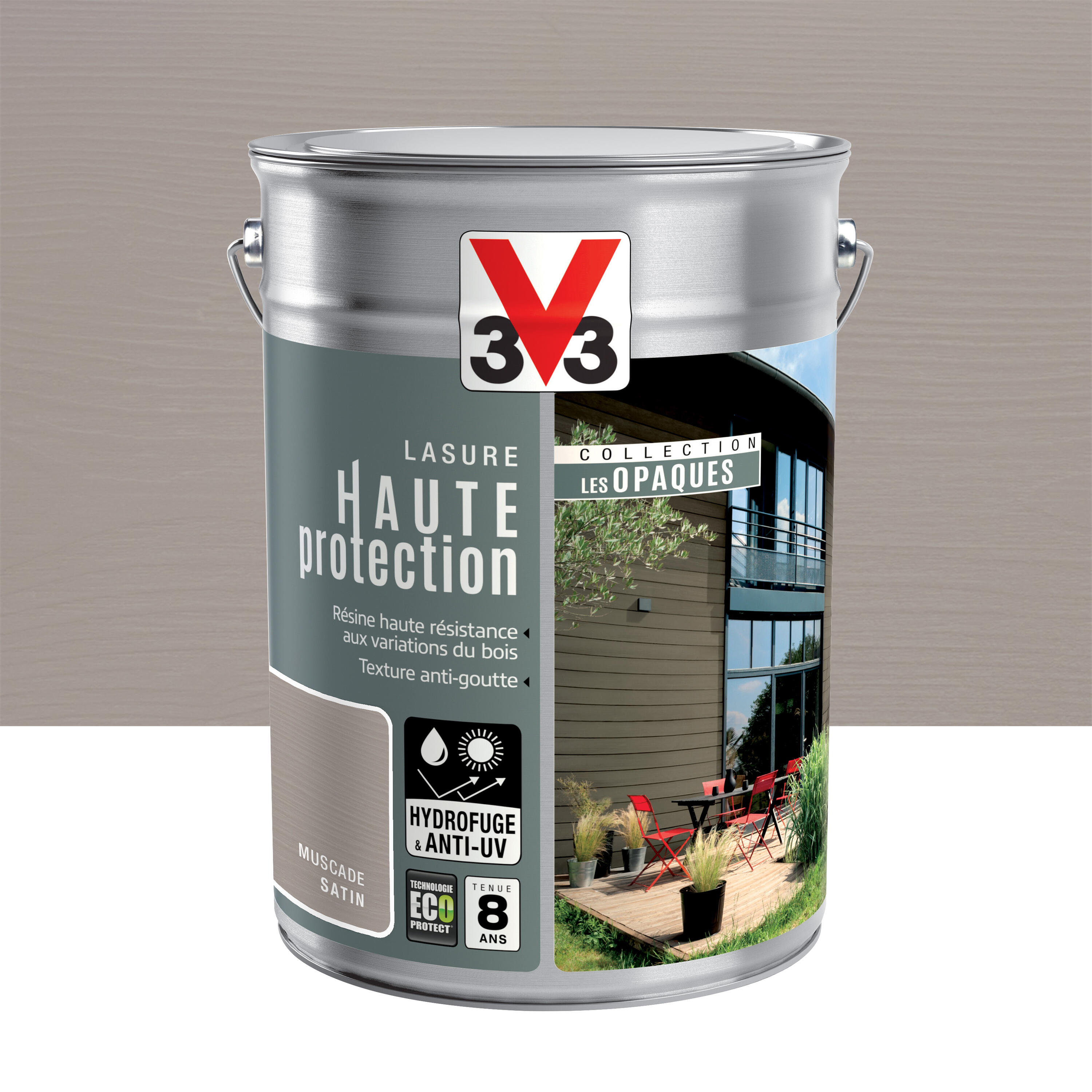 Lasure V33 Hp les opaques 8 ans muscade satiné 5 l | Leroy Merlin