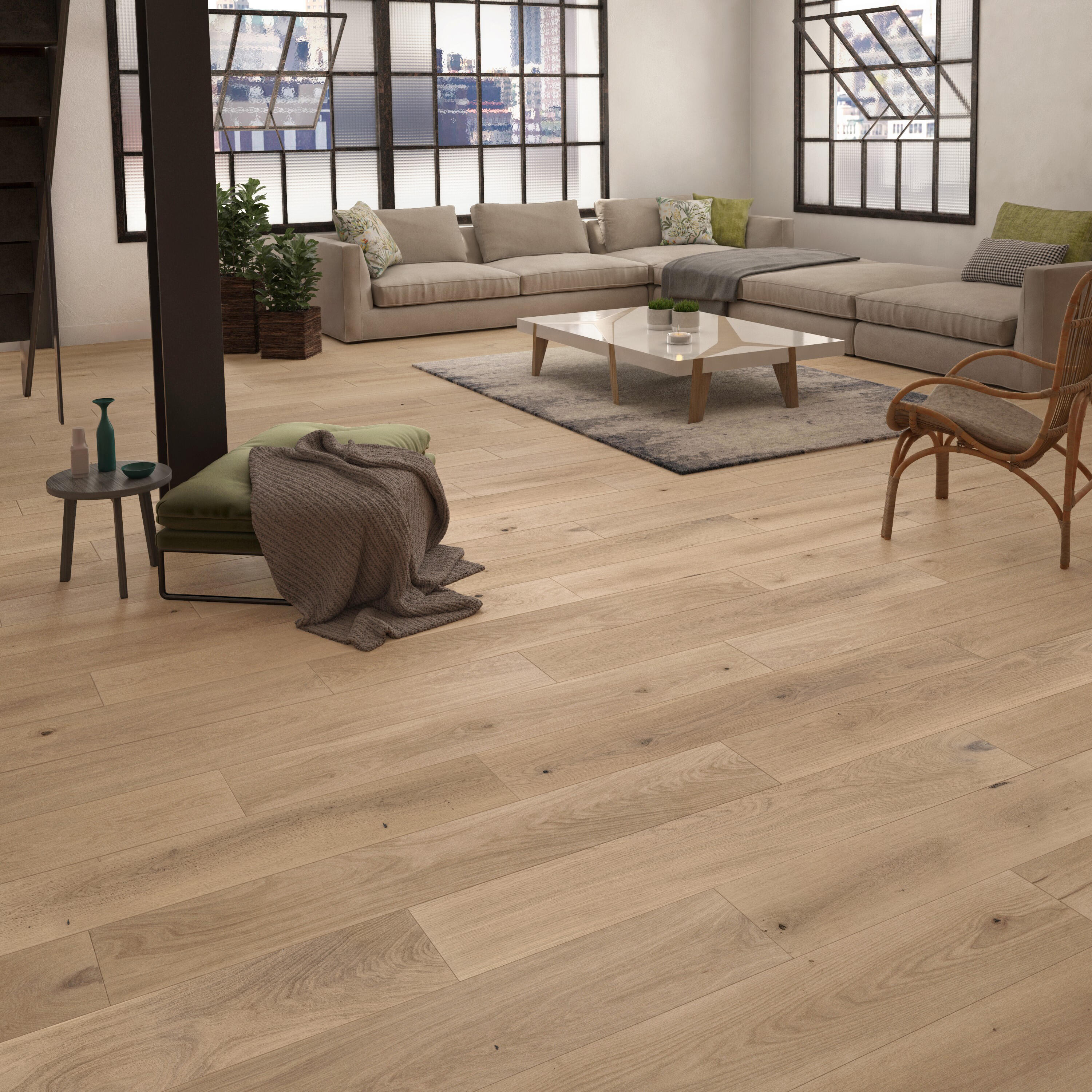 Parquet contrecollé chêne naturel bohème vitrifié XL BARLINEK, l.18 cm ...