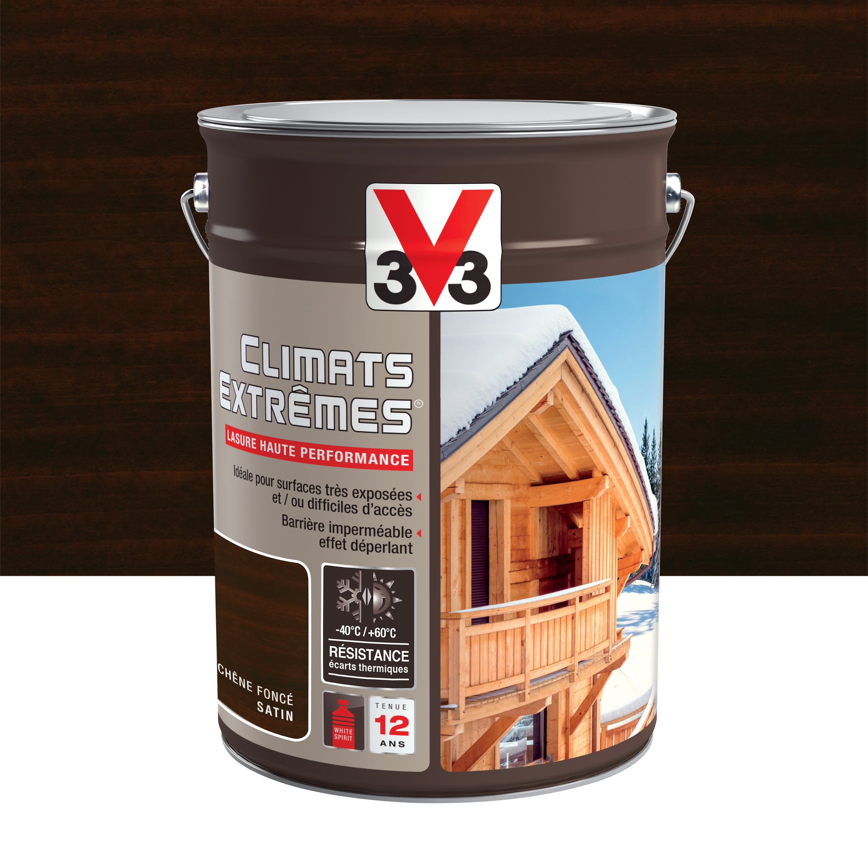Lasure V33 Climats extrêmes® 12 ans chêne foncé satiné 5 l | Leroy Merlin