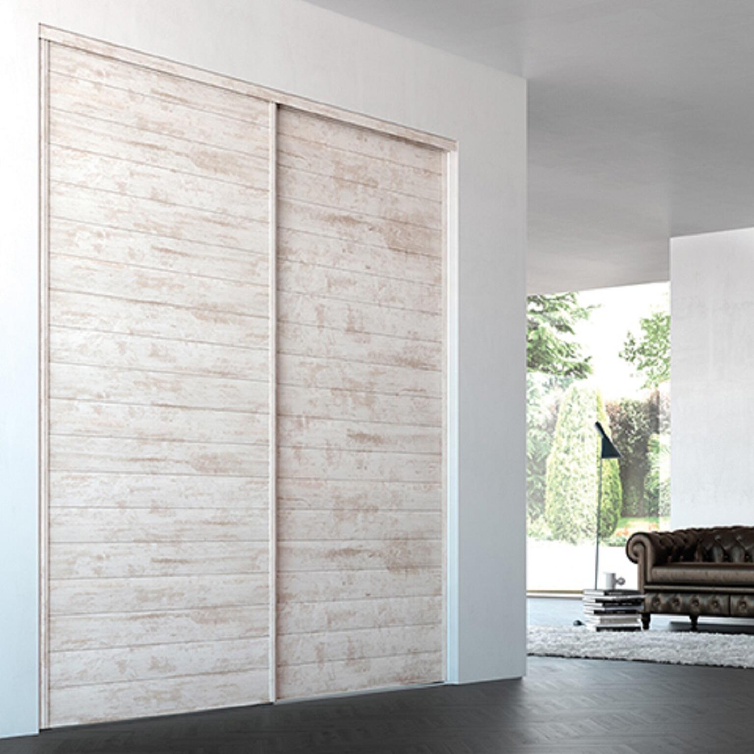 Porte de placard coulissante sur-mesure ILLIKO Lames lambrissées bois ...