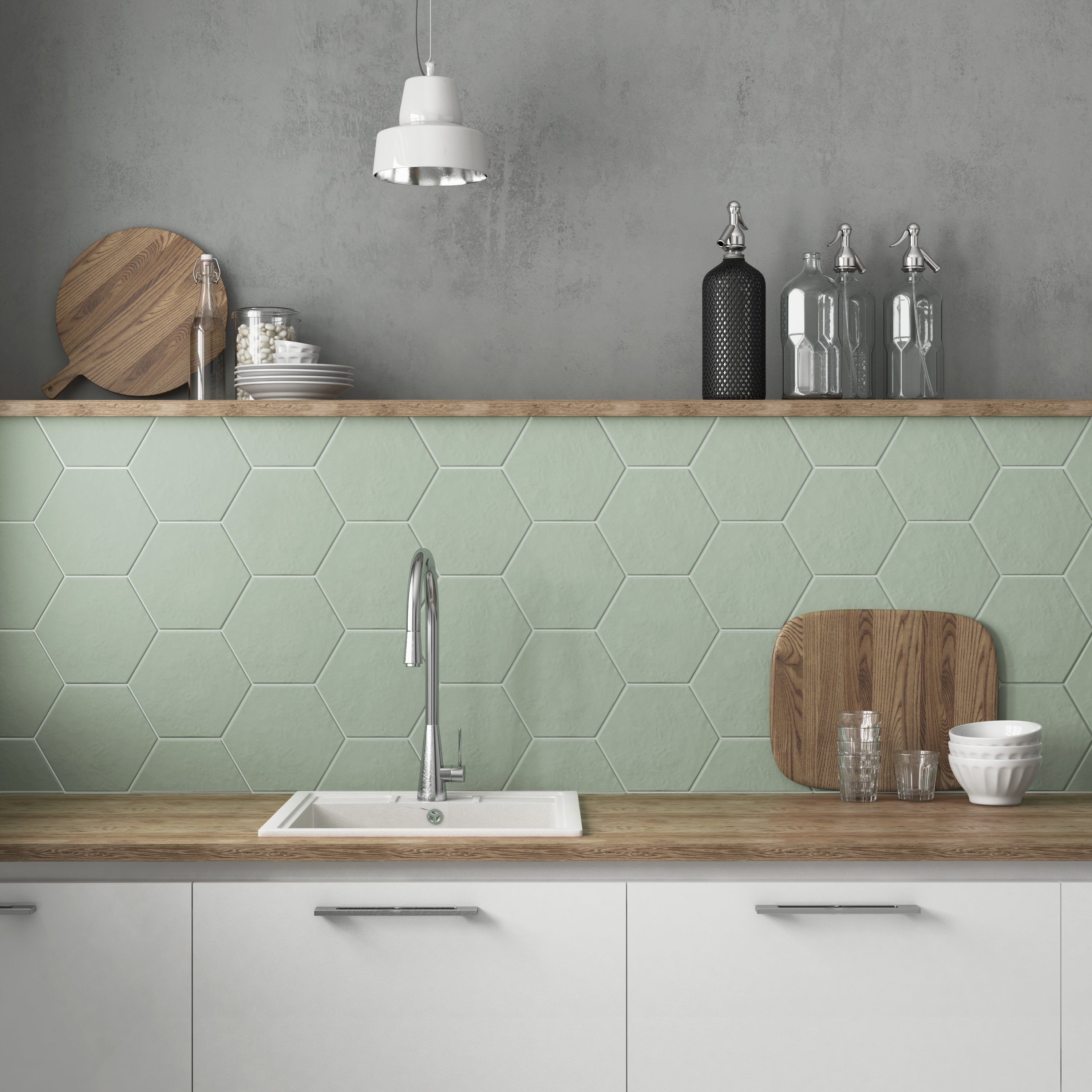 Carrelage mural vert mat l.17.5 x L.20 cm Bloom | Leroy Merlin