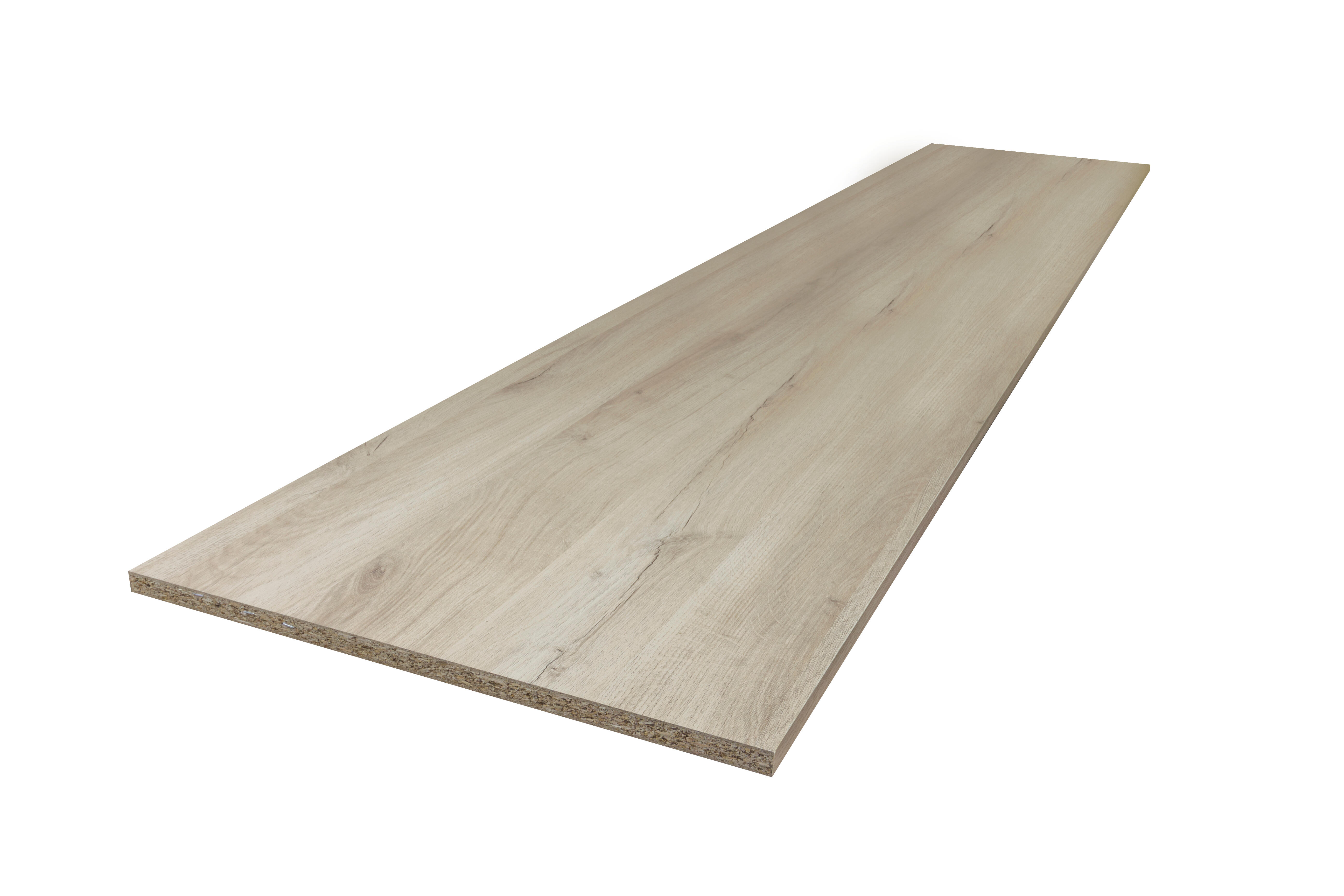 Tablette aggloméré mélaminé bois blanchi, L.120 x l.30 cm x Ep.18 mm ...