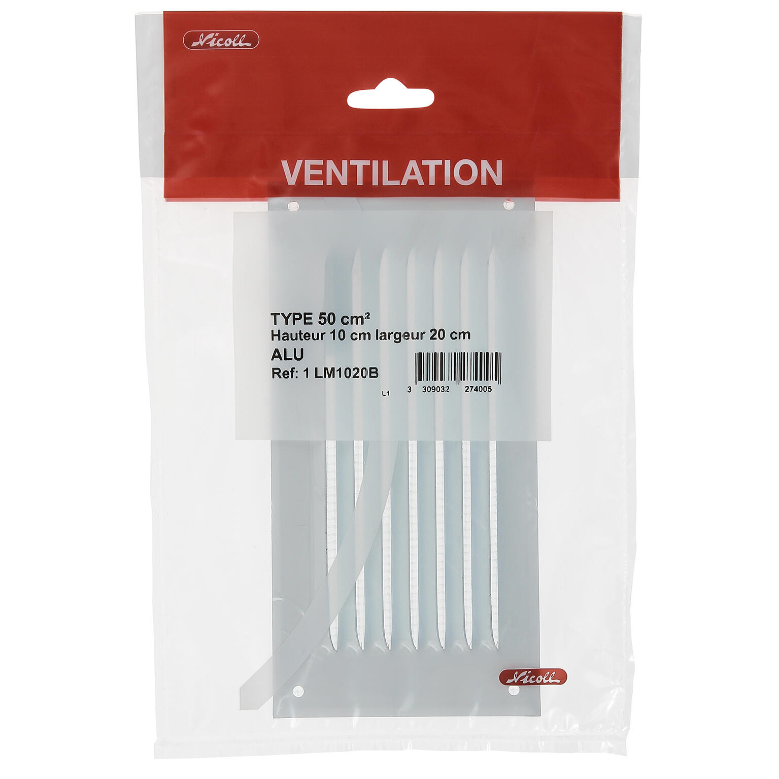 Grille d'aération Persienne acier laqué, L.10 x l.20 cm , 1LM1020B ...