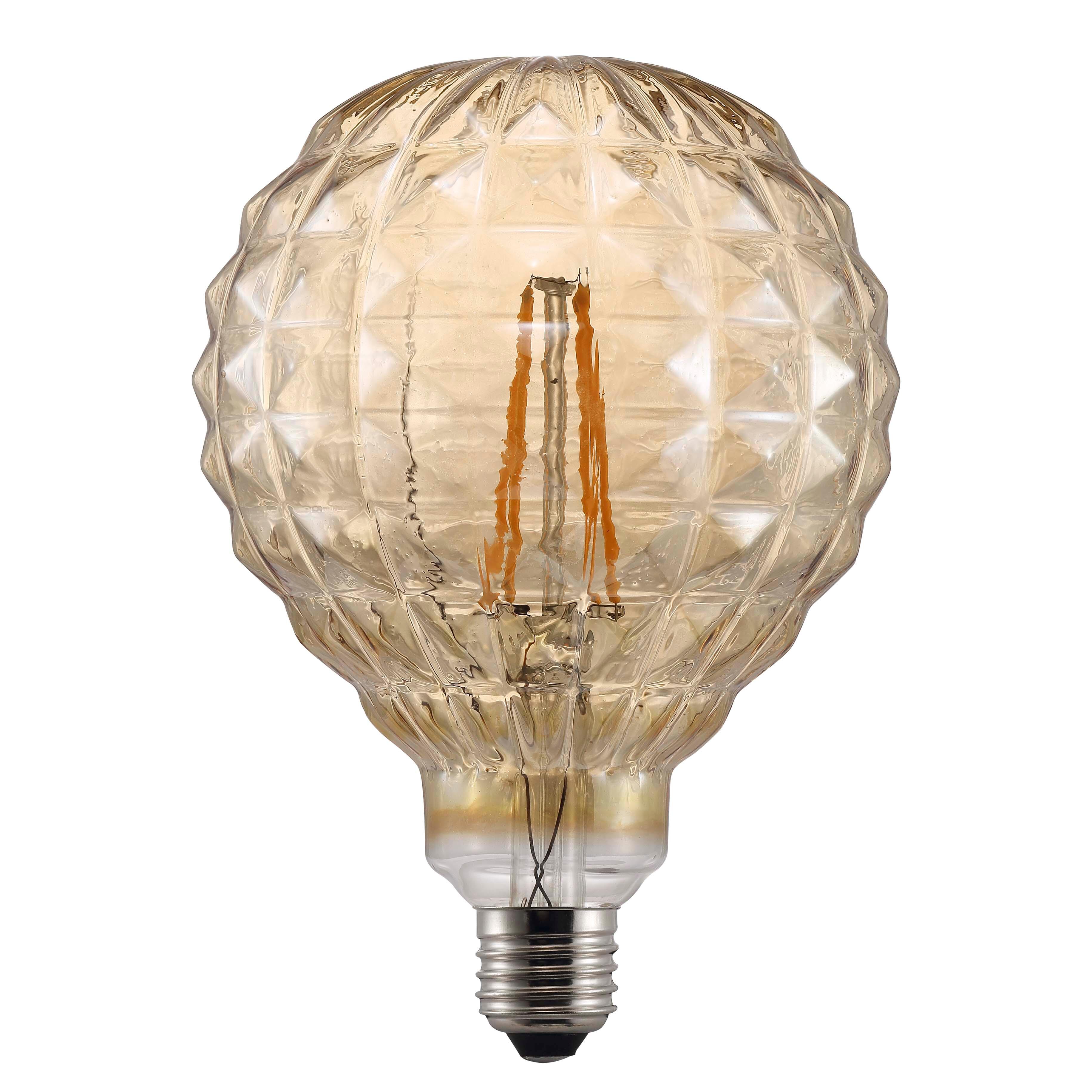 Ampoule décorative led filament ambre globe 125 mm E27 140 Lm =15 W blanc chaud | Leroy Merlin