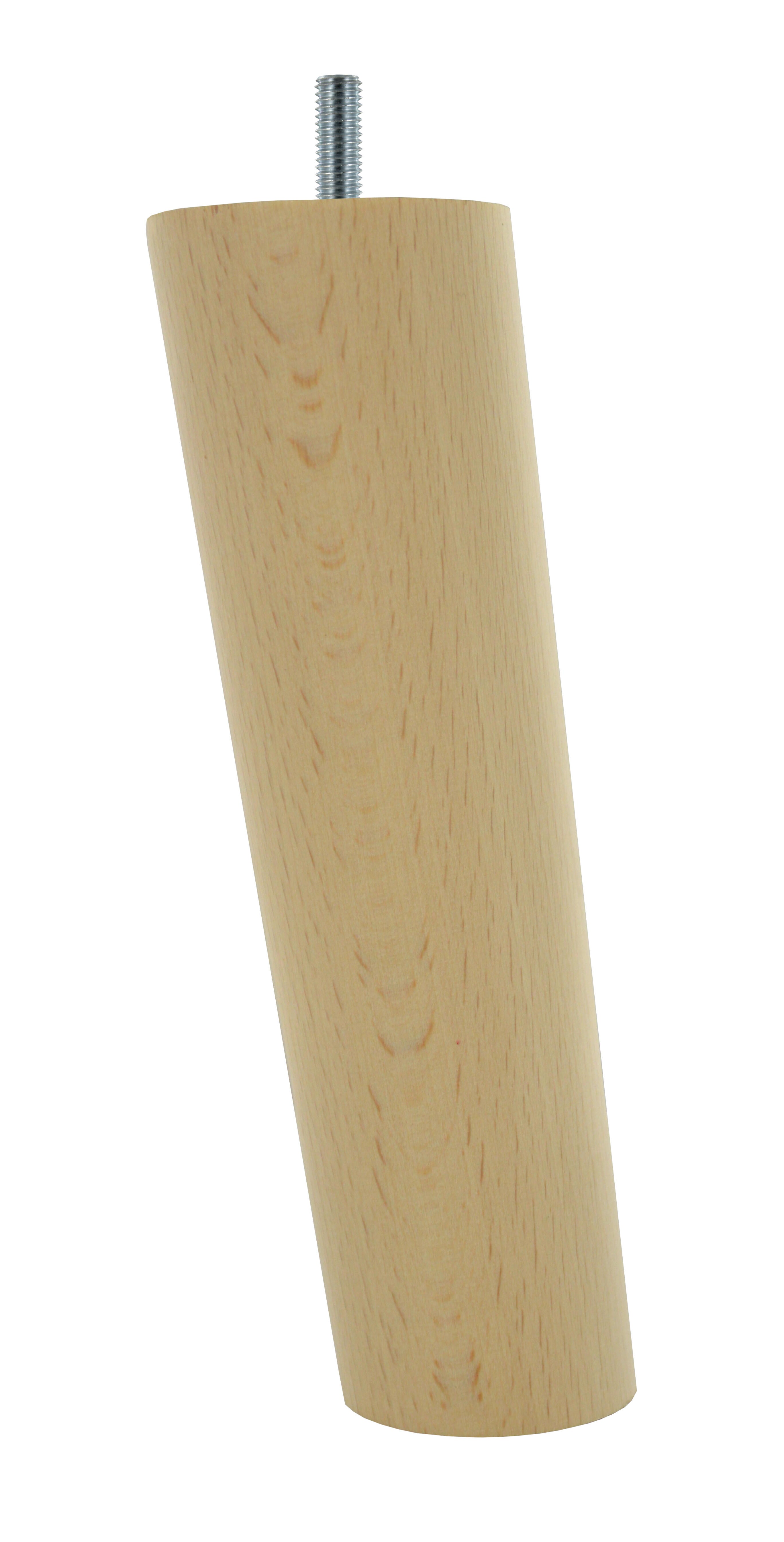 Pied de meuble conique fixe hêtre brut blanc / beige / naturels, 25 cm ...