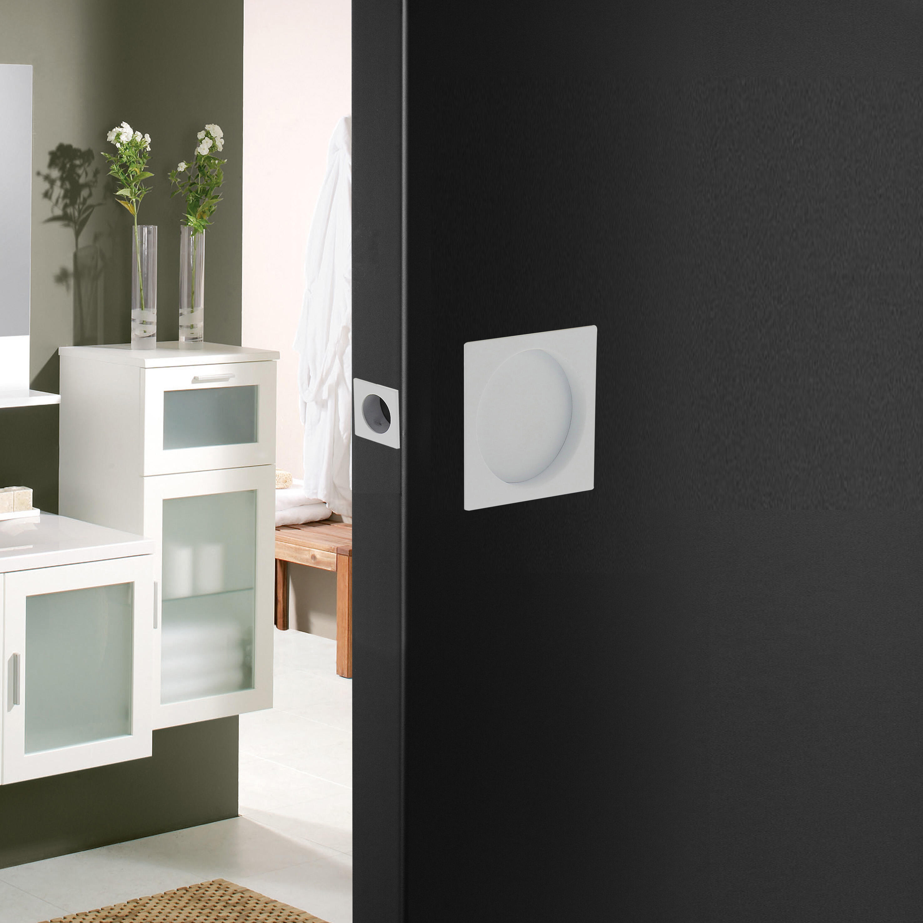 Kit de poignées porte coulissante carrée zamak mat, blanc | Leroy Merlin