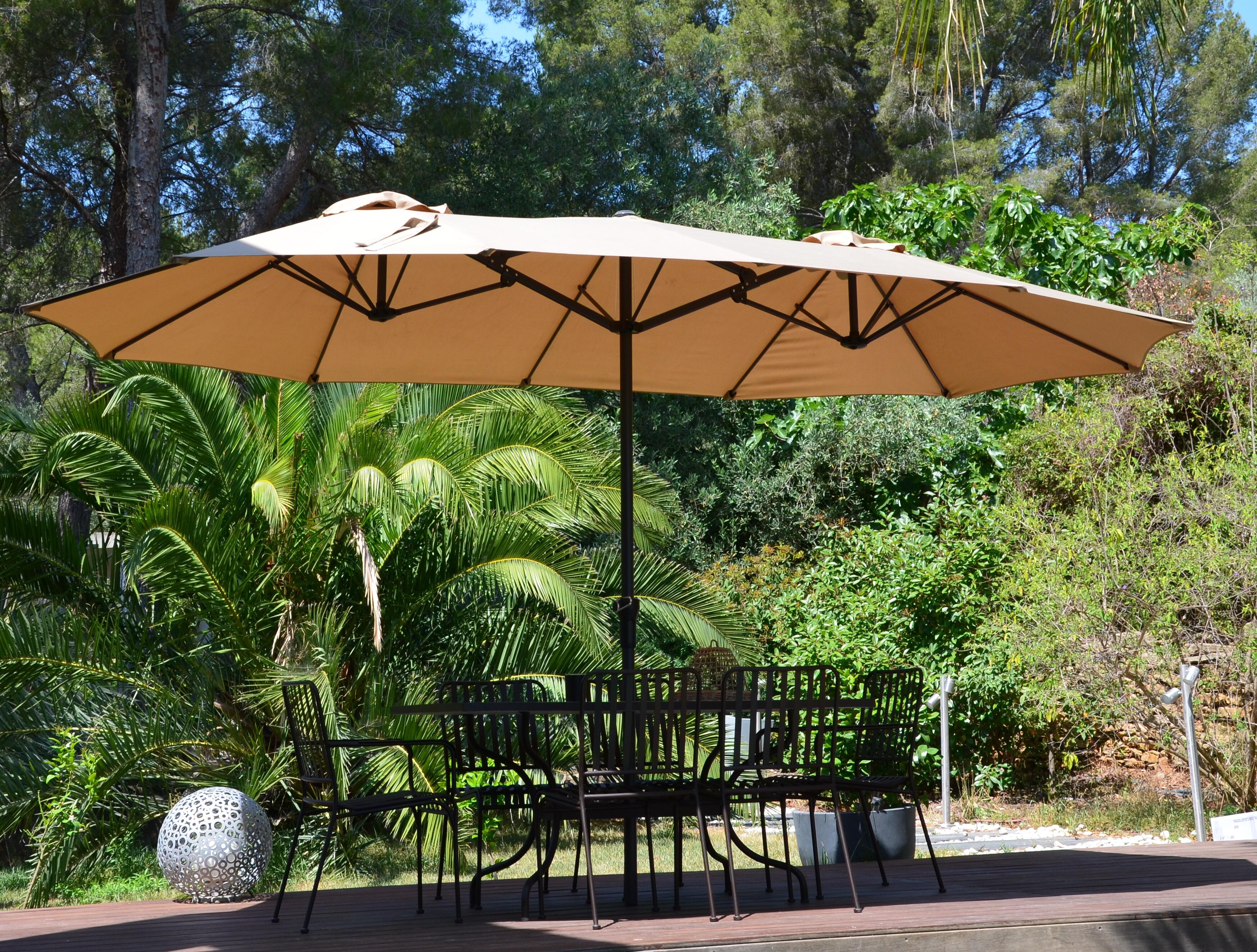 Parasol droit Wide taupe ovale, L.460 x l.270 cm | Leroy Merlin