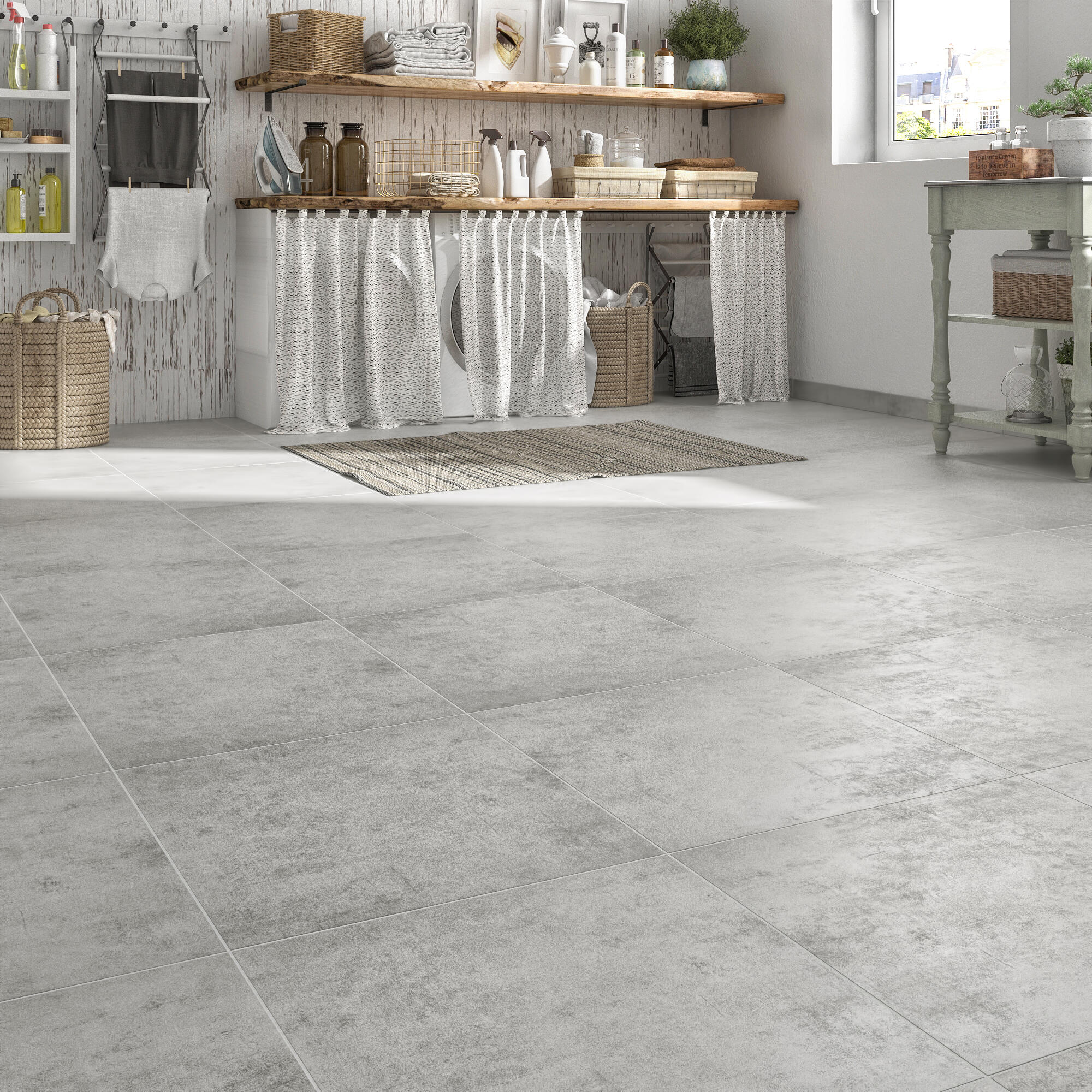 Carrelage effet béton gris clair Alma l.60 x L.60 cm | Leroy Merlin