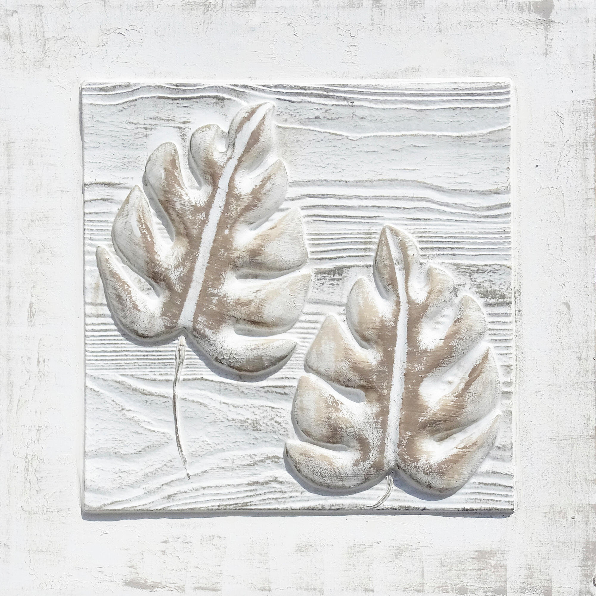 Toile peinte Relief feuille, multicolore l.40 x H.40 cm | Leroy Merlin