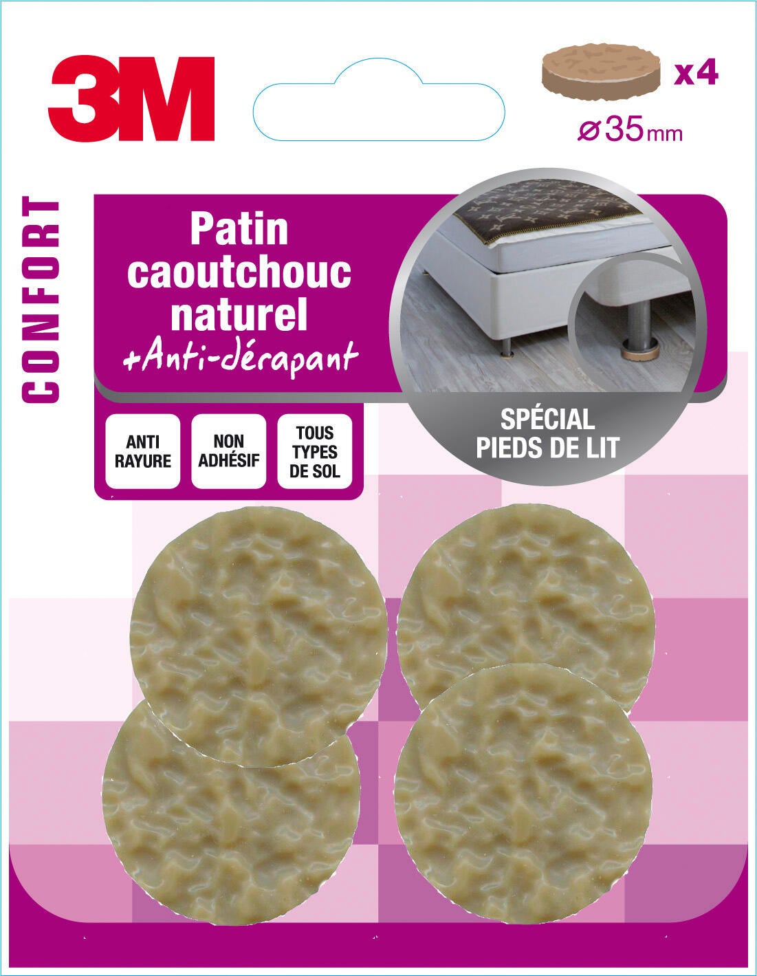 Lot de 4 patins en caoutchouc 3M Ø35 mm | Leroy Merlin