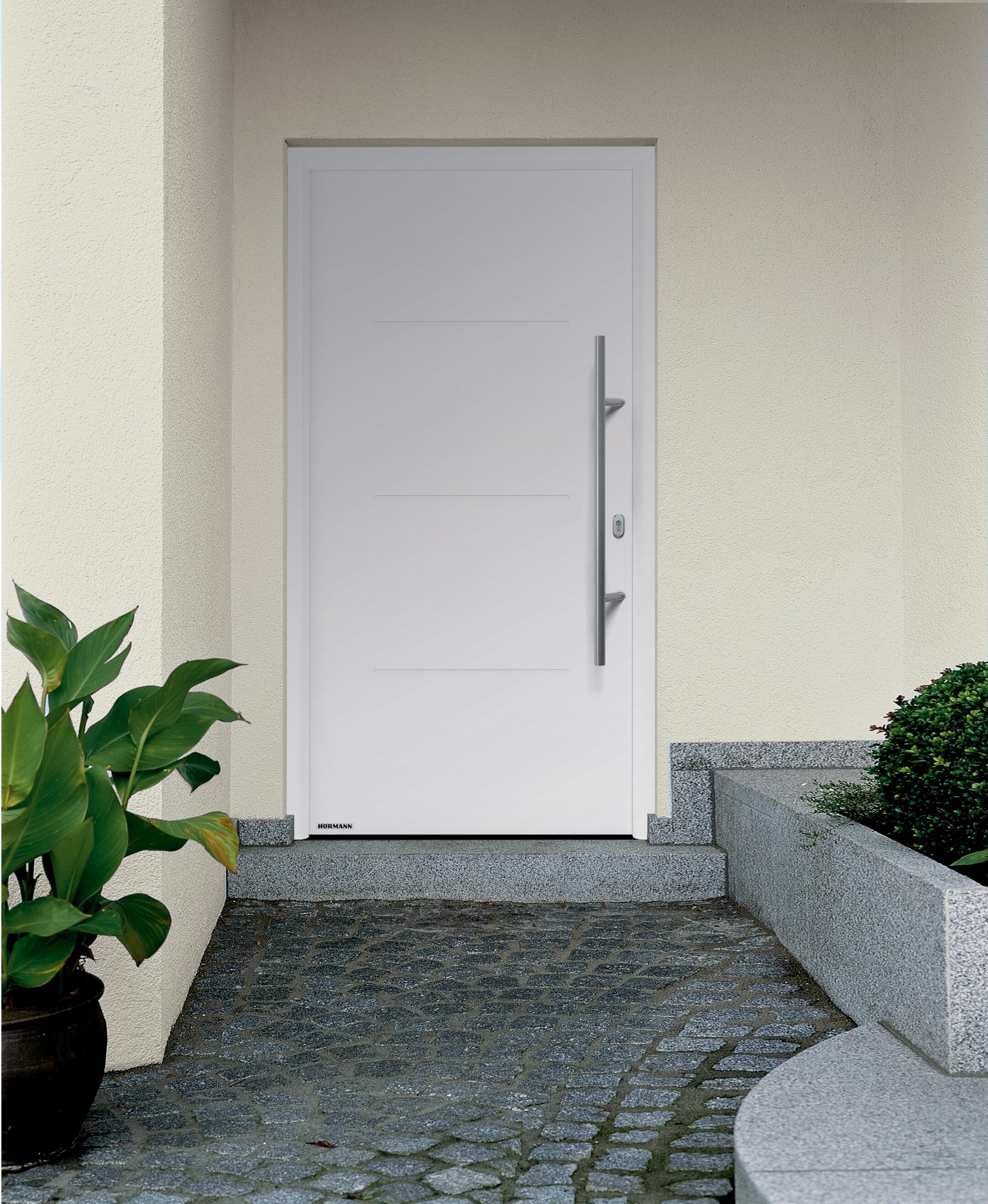 Porte d'entrée Acier HORMANN H.215 x l.90 cm plein blanc selon ral 9016 ...