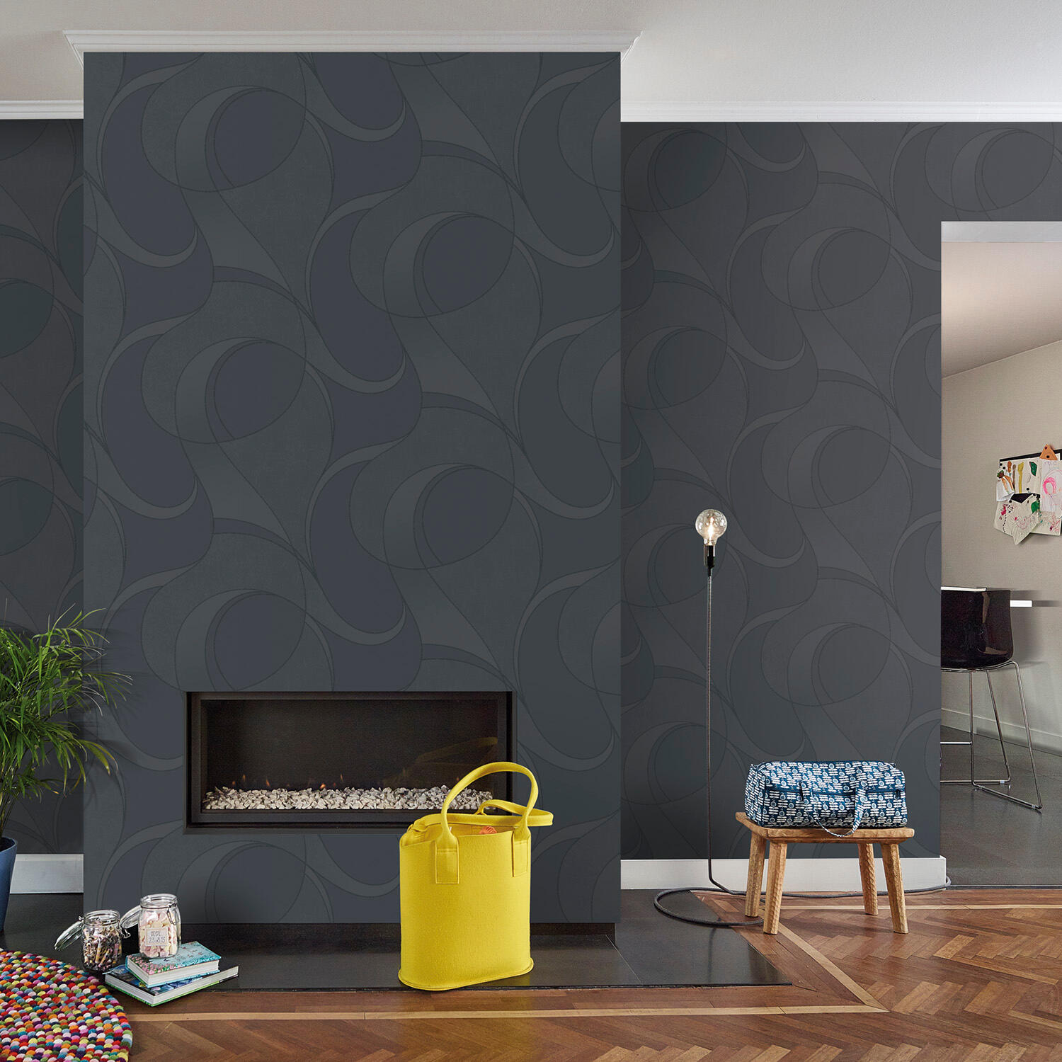 Papier peint intissé Abstrait Uptown noir | Leroy Merlin