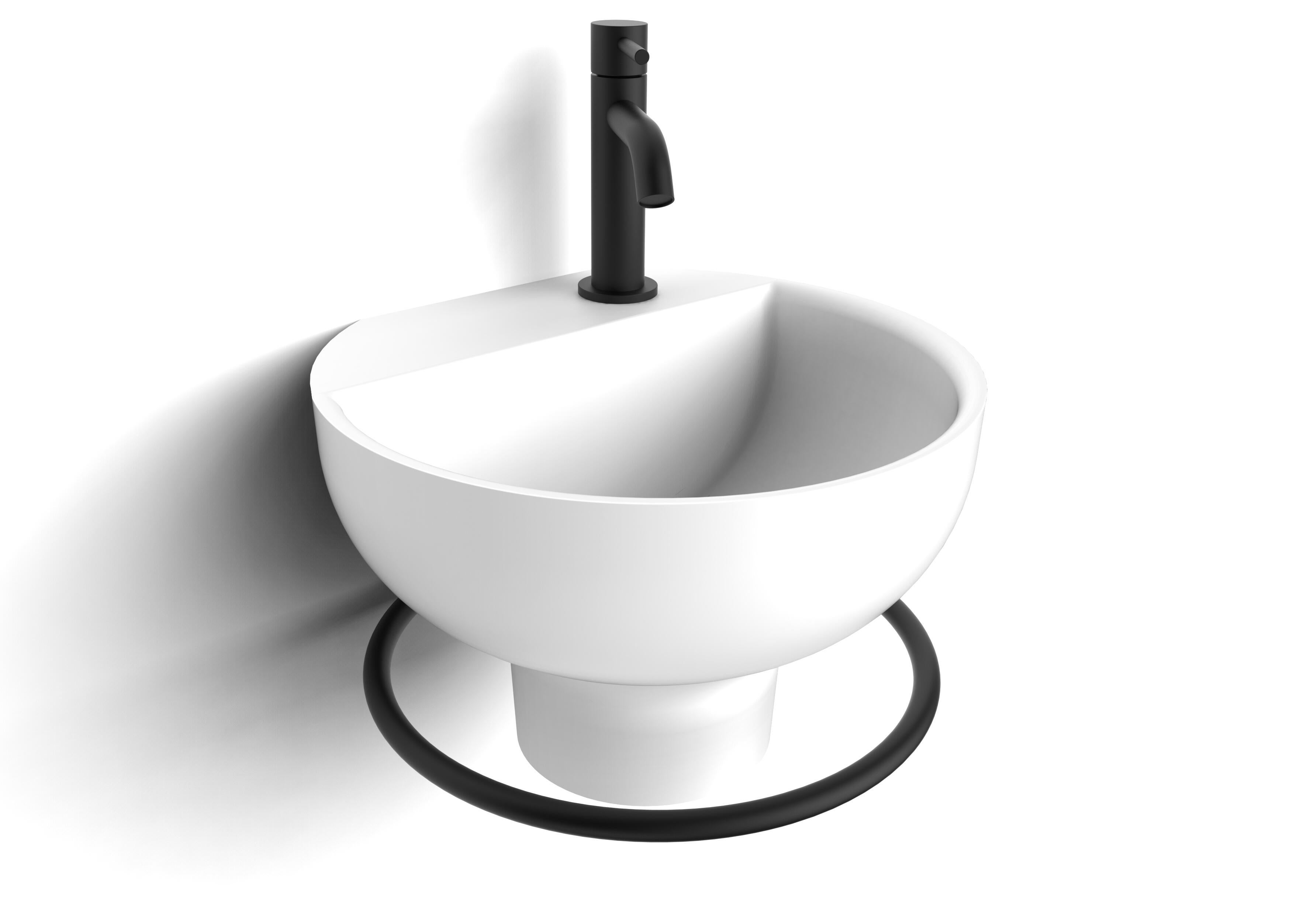 Lave mains Osaka solid surface rond blanc l.32.5 x P.30 cm, DECOTEC ...