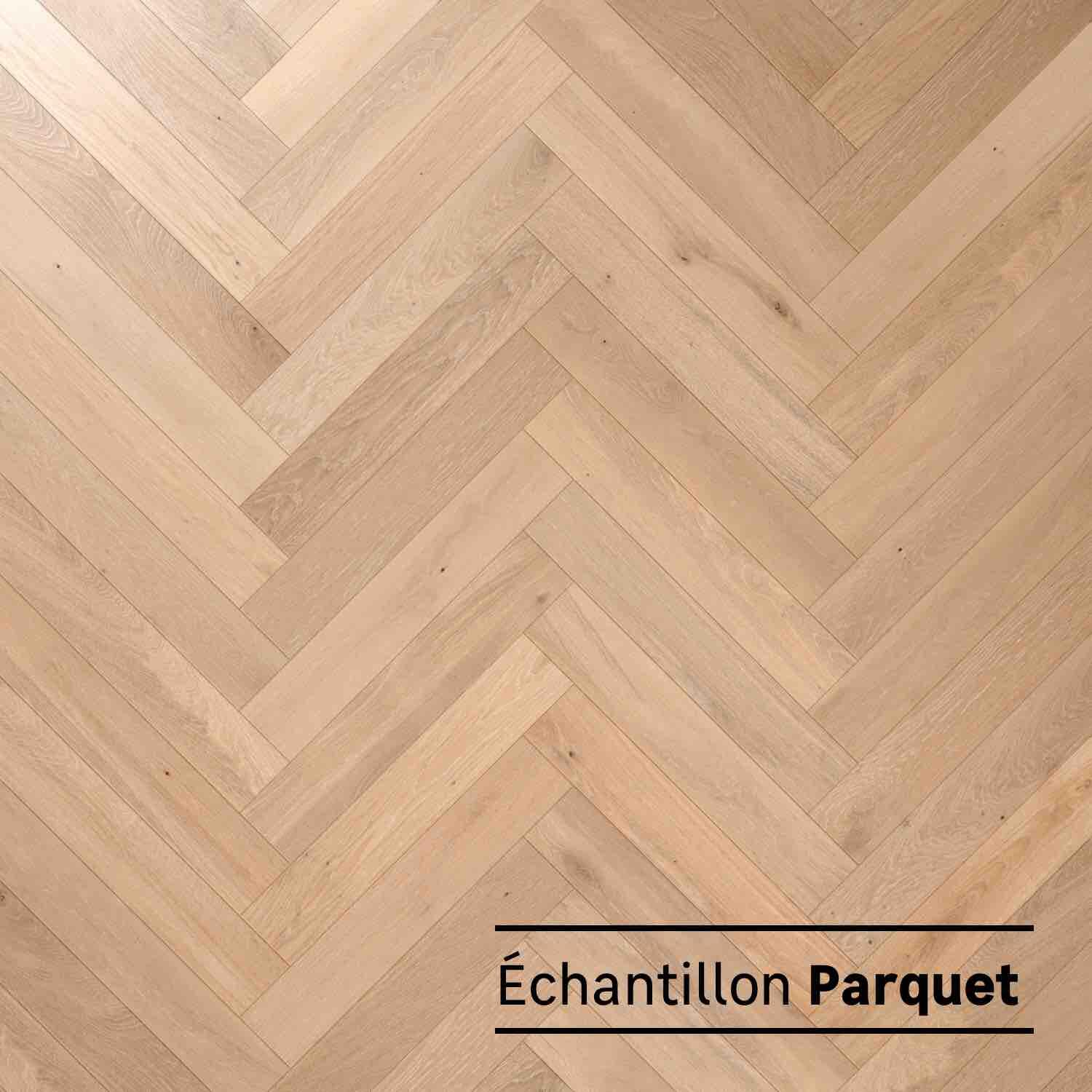 Echantillon Parquet forte chêne cérusé blanc vitrifié M bâton rompu ...