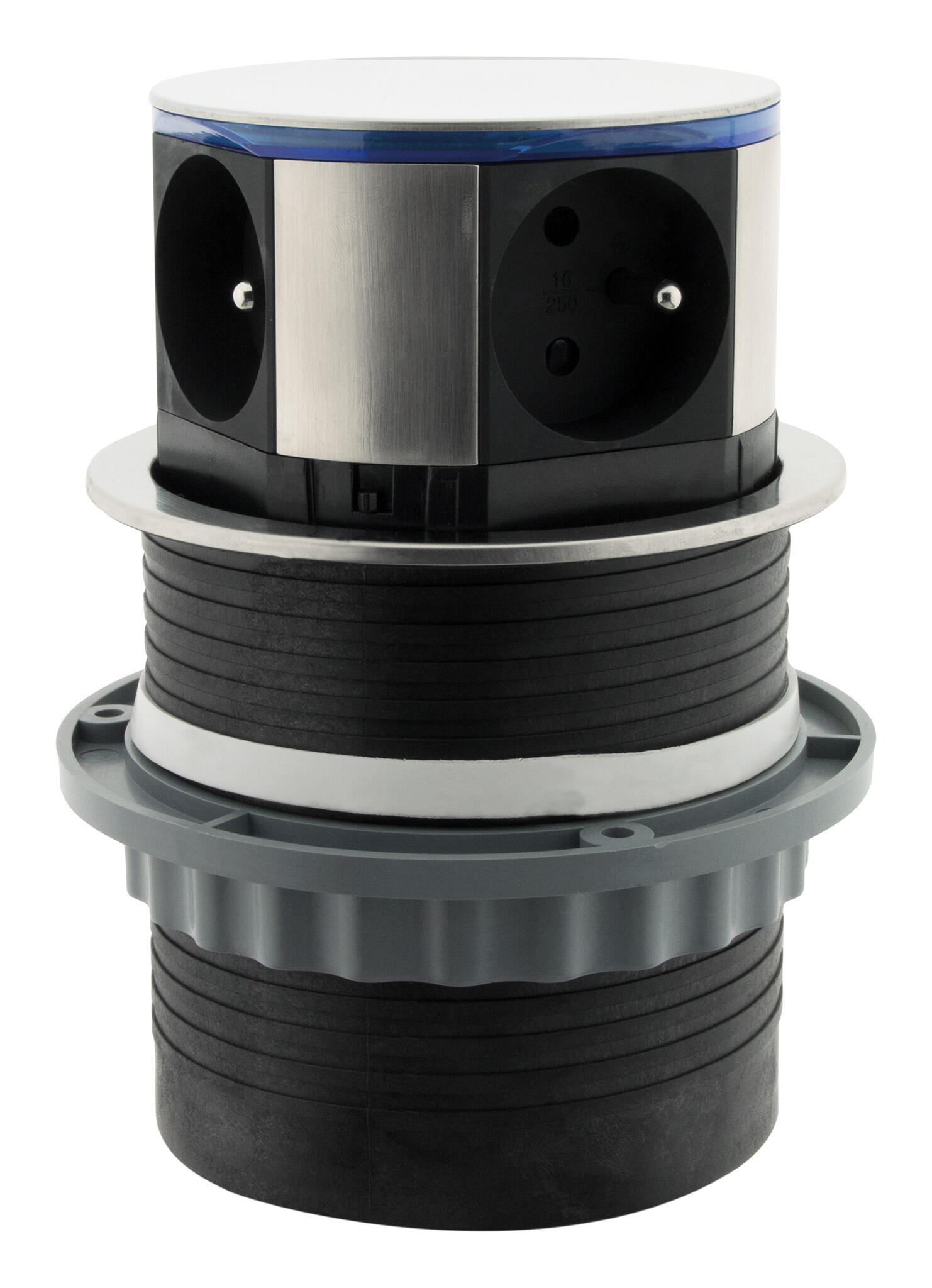 Bloc encastrable 2 USB filaire compact, 3 prises inox OTIO | Leroy Merlin