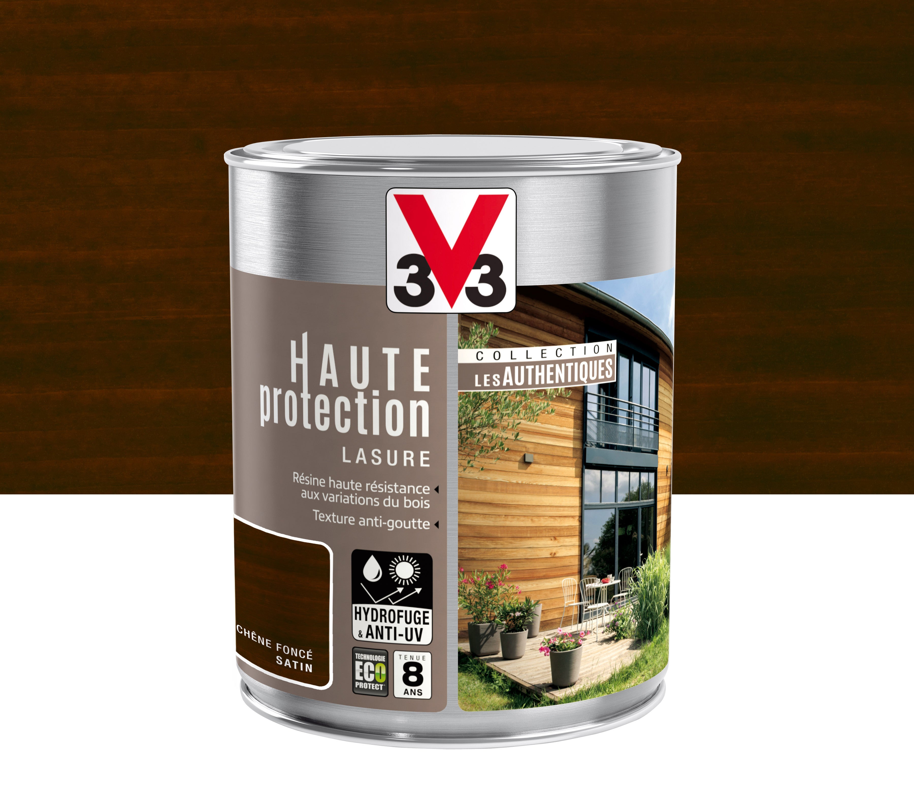 Lasure V33 Hp les authentiques 8 ans chêne foncé satiné 1 l | Leroy Merlin