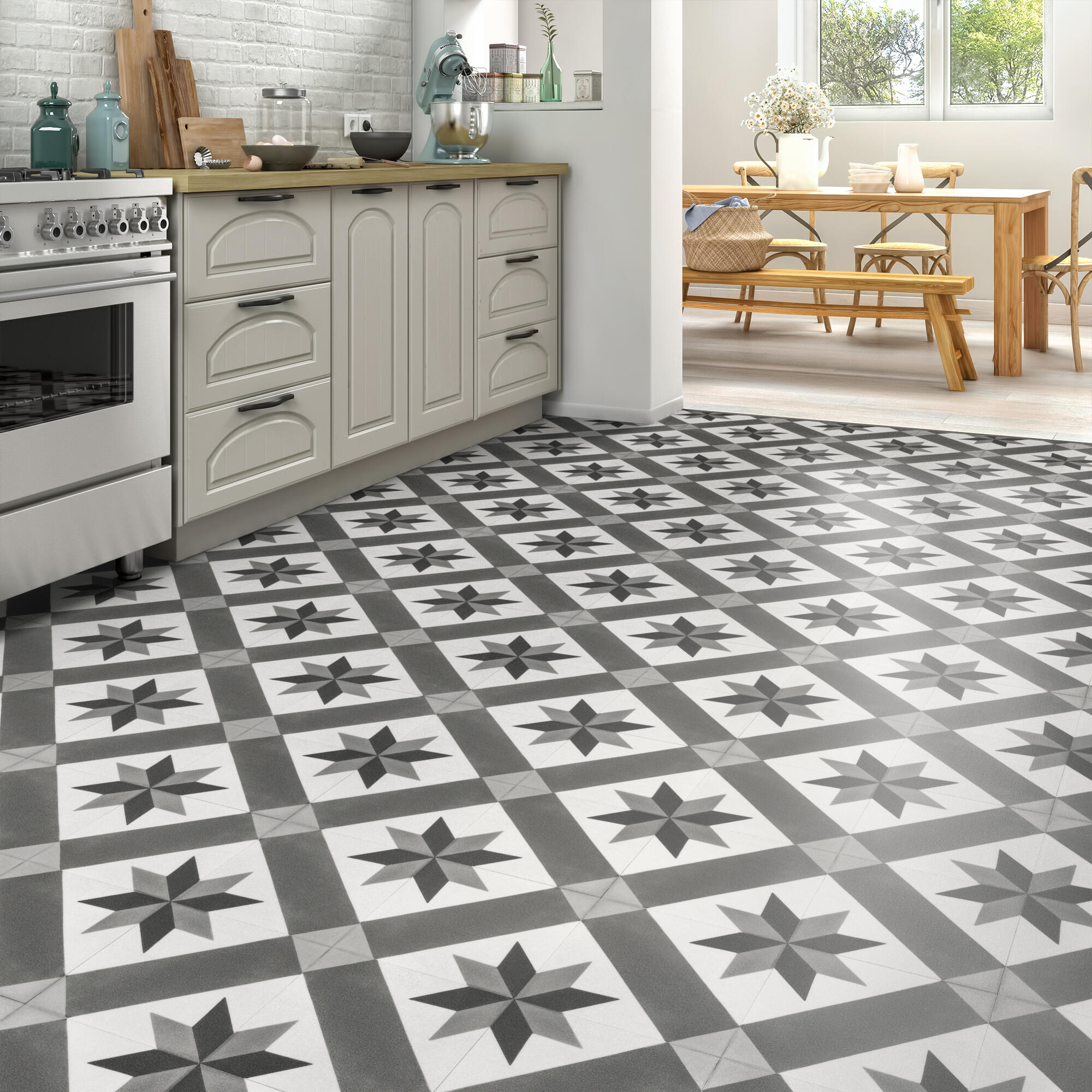 Suelo vinílico rollo forte Texline Tile hidráulico 4m | Leroy Merlin