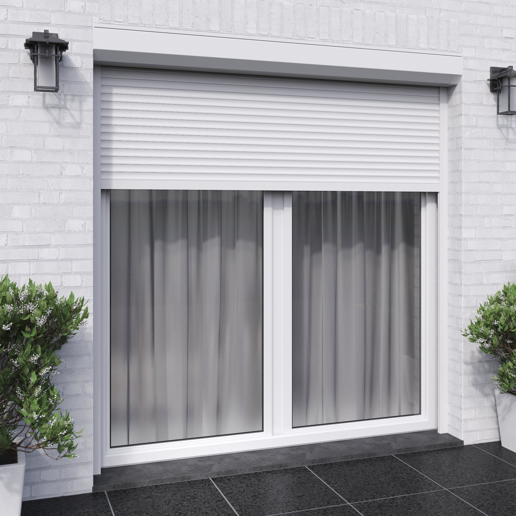 Volet roulant électrique alu. isolé blanc motorisé radio, H.215 x l.180 ...