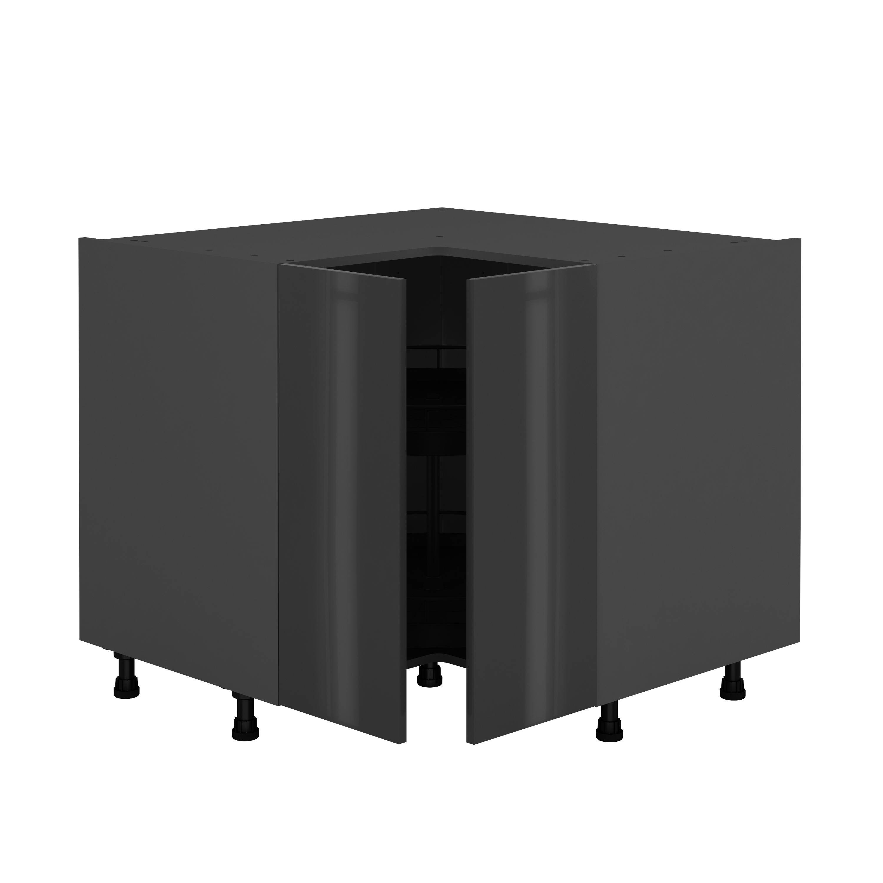 Meuble bas d'angle de cuisine Sevilla gris foncé 2 portes H77 x l97 ...
