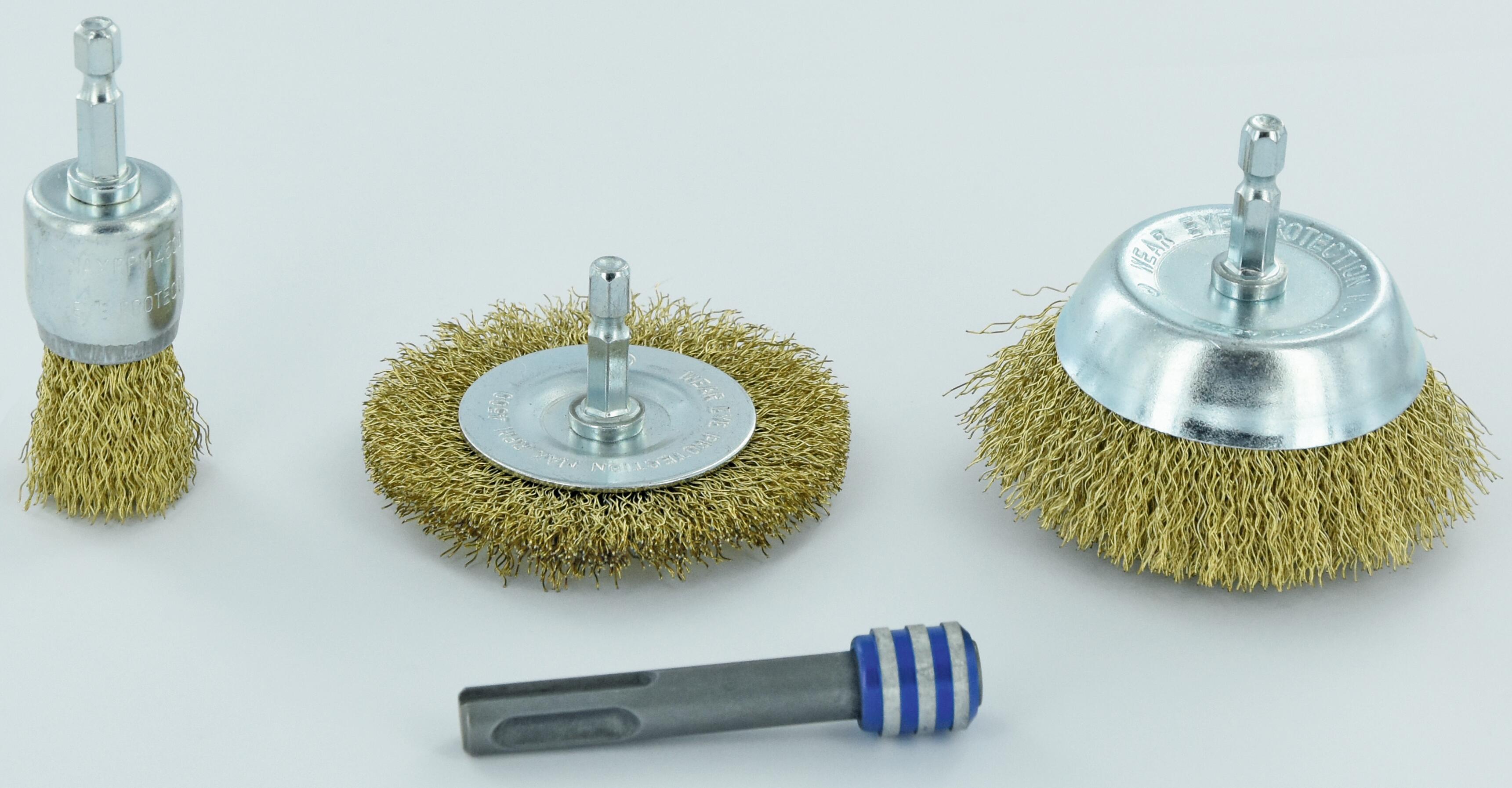 Lot de 3 brosses perceuse pour bois + 1 adaptateur SDS+, Diam.22/75 mm ...
