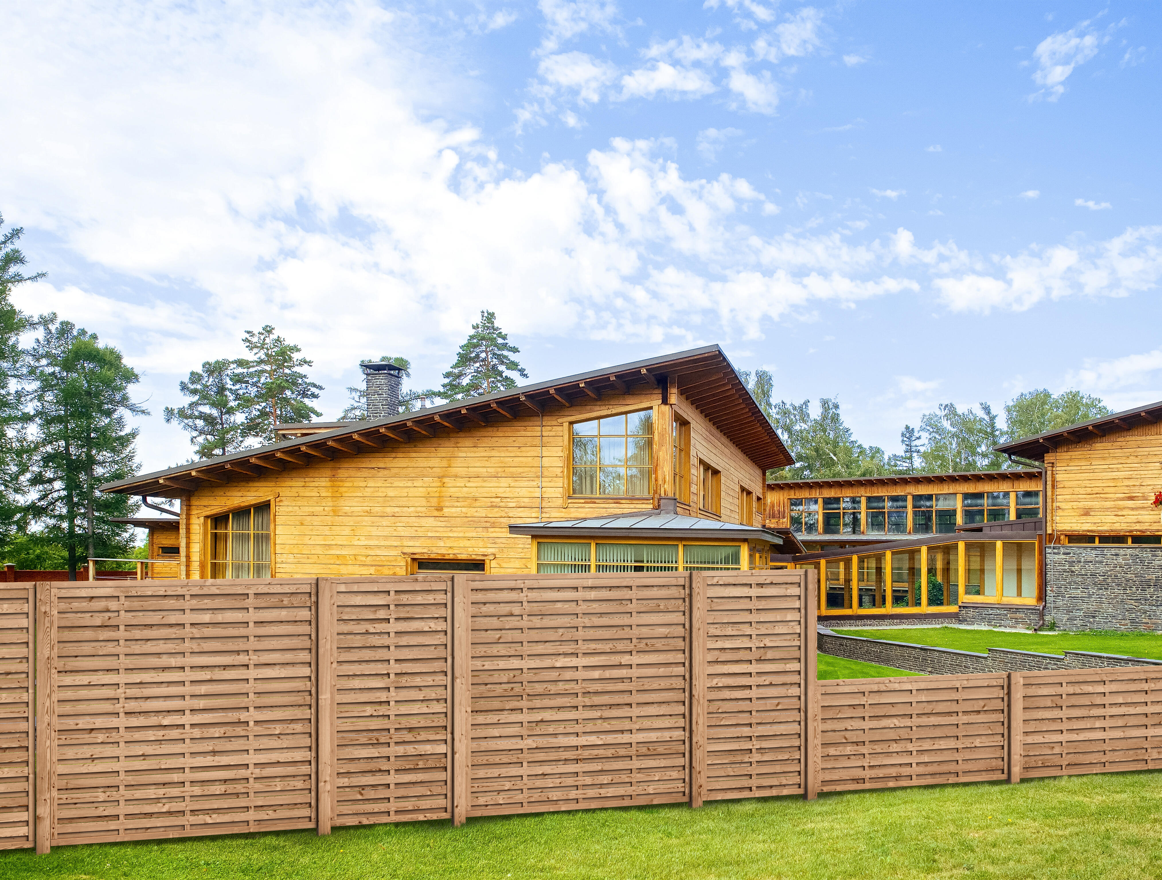 Panneau de clôture bois plein Luna STELMET, l.180 x H.180 cm, marron ...