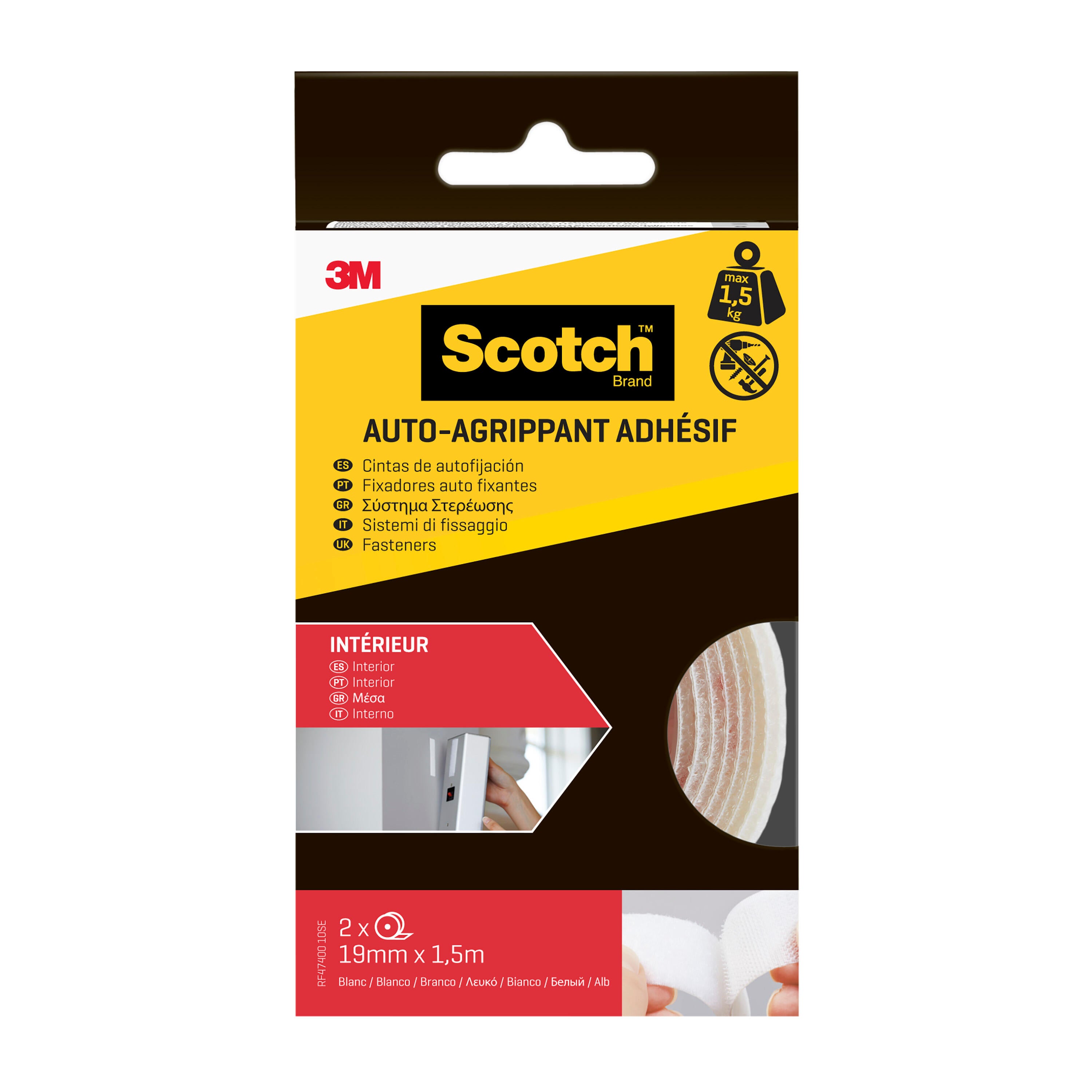 Lot de 2 systèmes de fixation en scratch blanc intérieur SCOTCH L.1500 ...