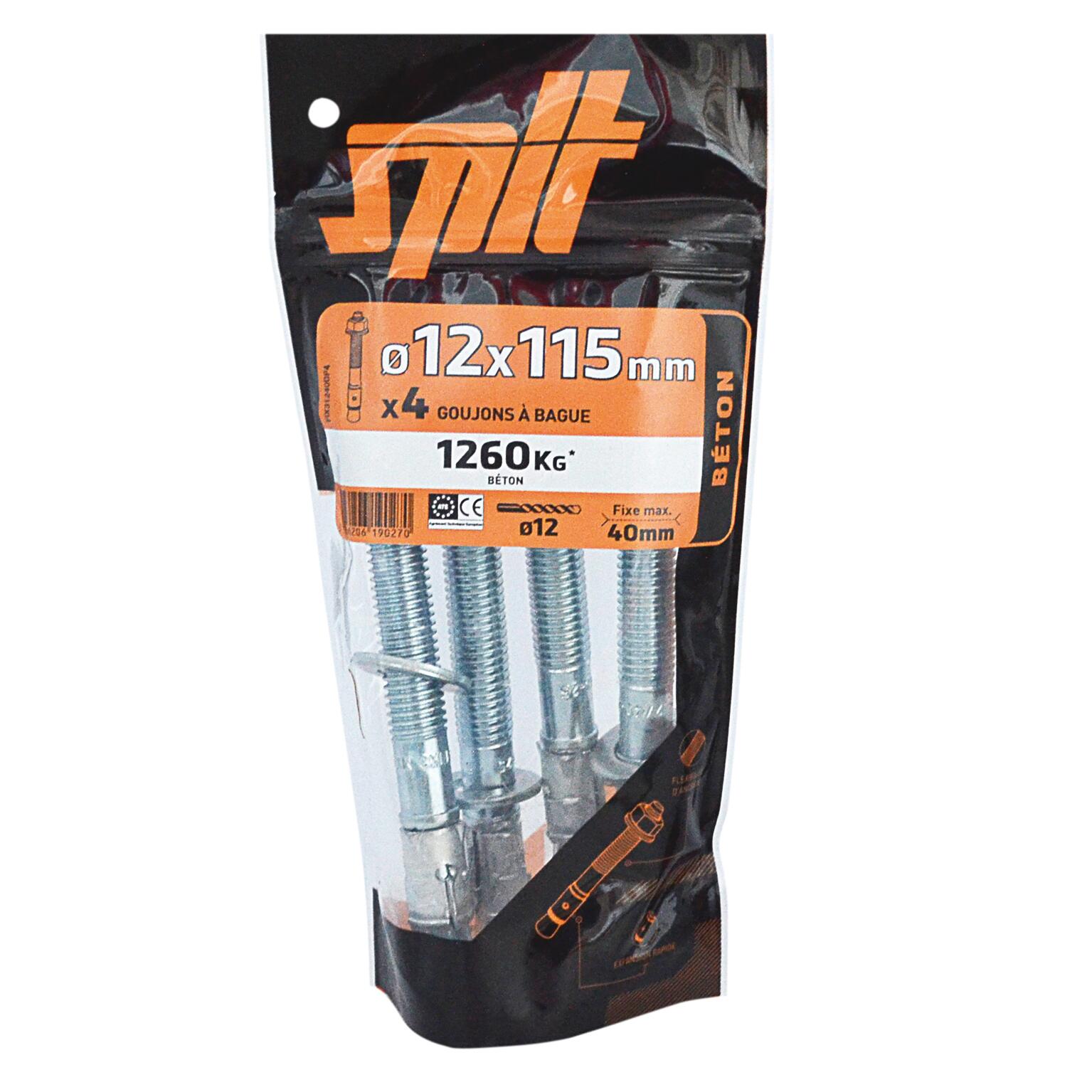 Lot de 4 Cheville murale avec vis fix3 SPIT, Ø12 x L.115 mm | Leroy Merlin