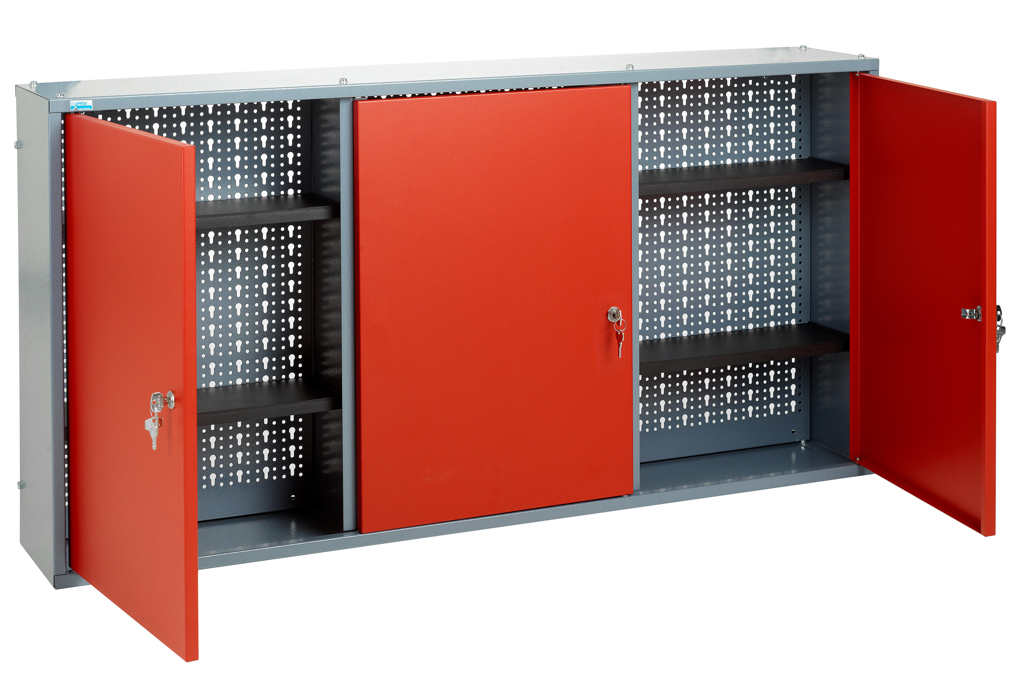 Armoire de rangement en métal rouge KUPPER 120 cm 3 portes | Leroy Merlin