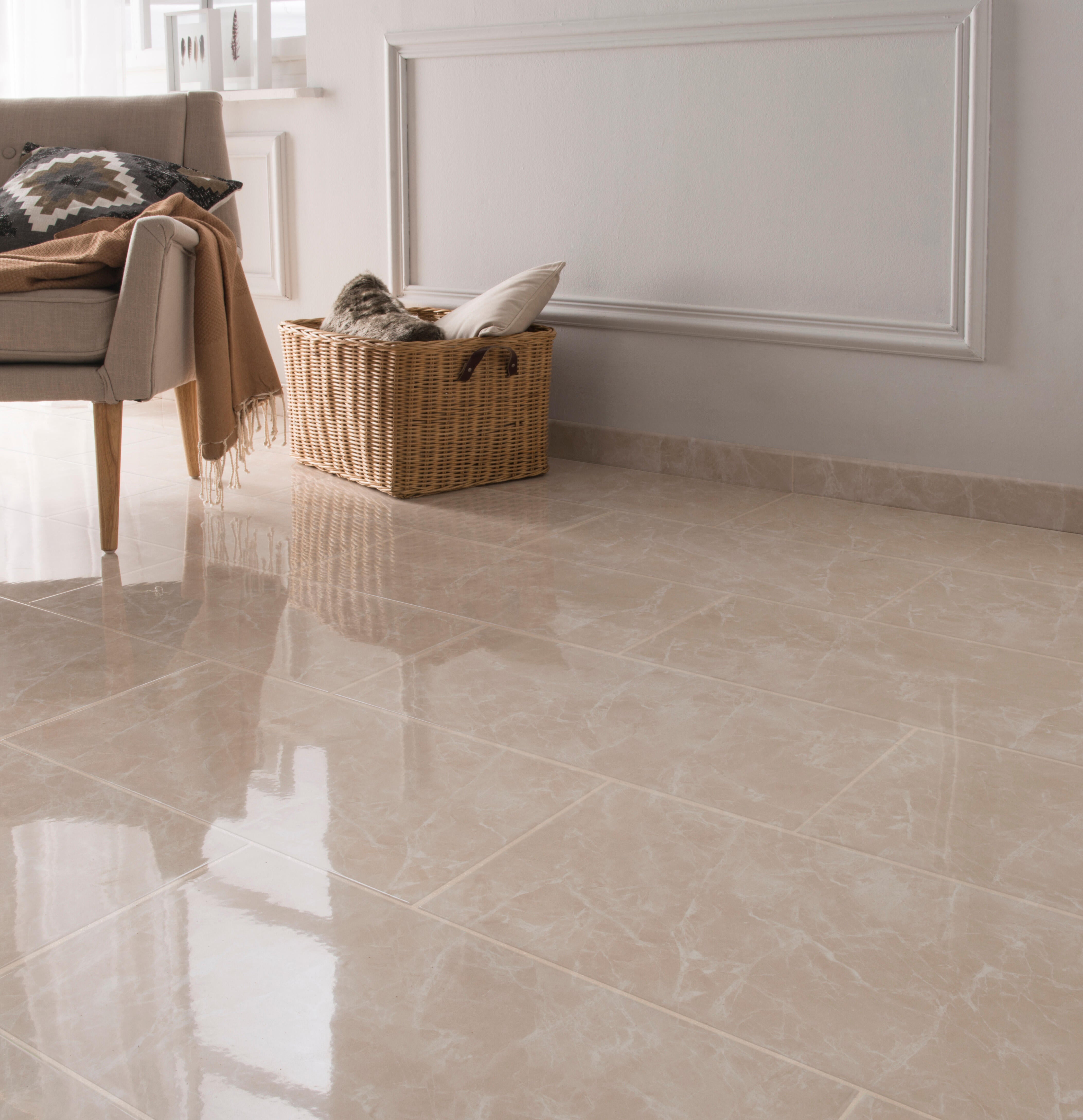 Carrelage mur intérieur / sol intérieur effet marbre beige Olympie l.30 ...