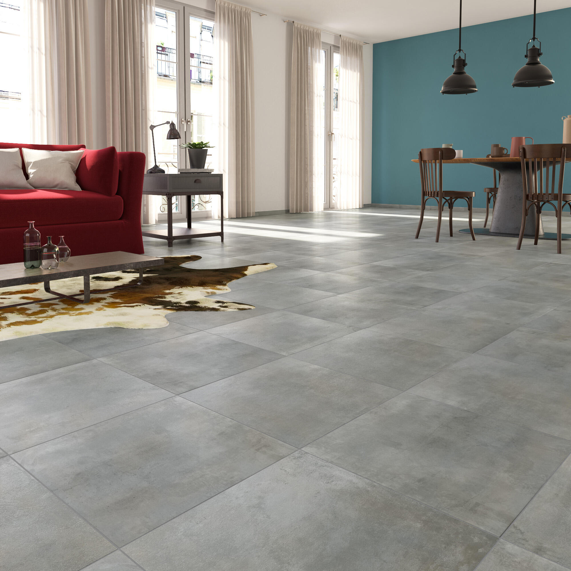 Carrelage mur / sol effet béton gris clair Laiton l.45 x L.45 cm ...