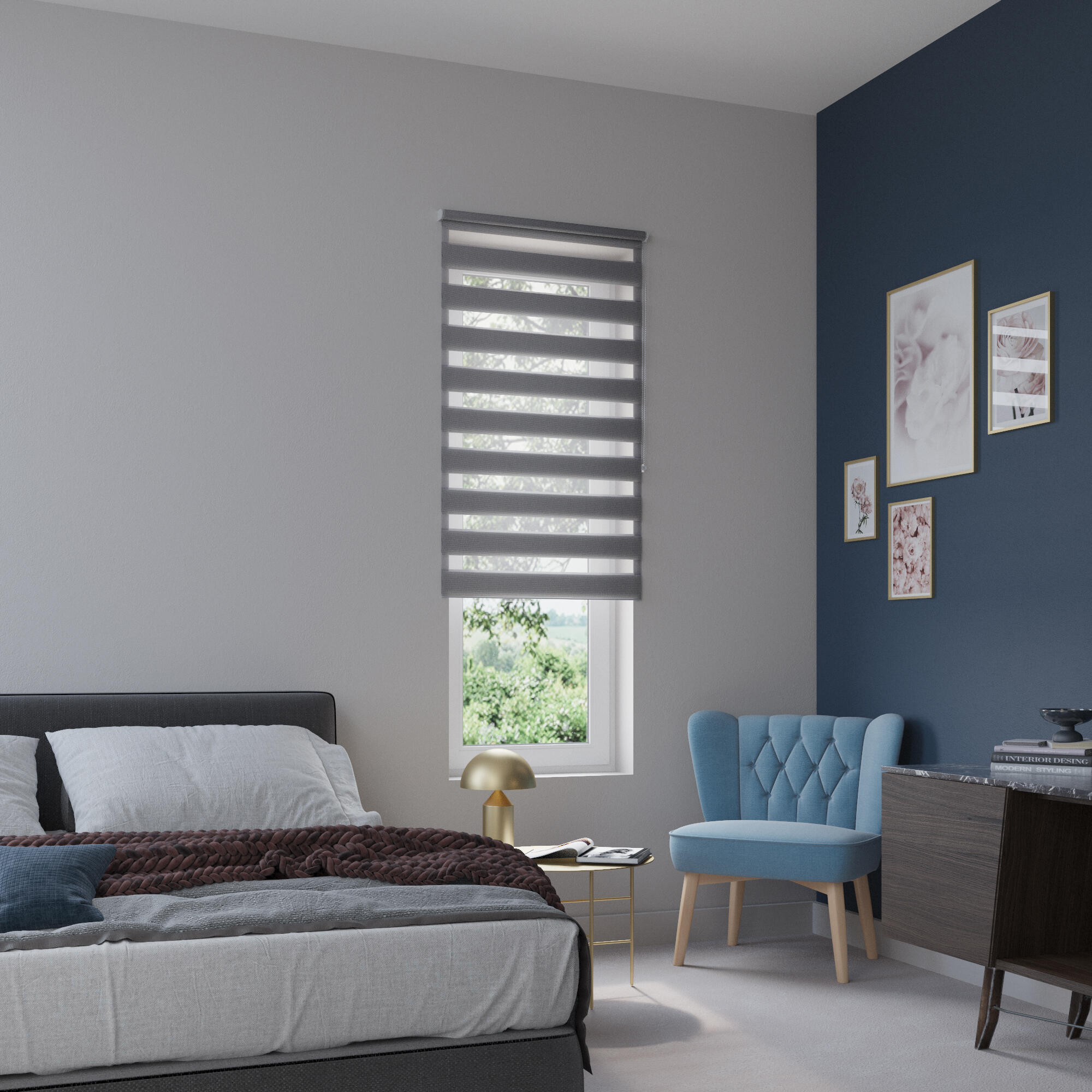 Store enrouleur jour/nuit Lurex gris clair, l.80 x H.190 cm, DECOSOL DELUXE | Leroy Merlin