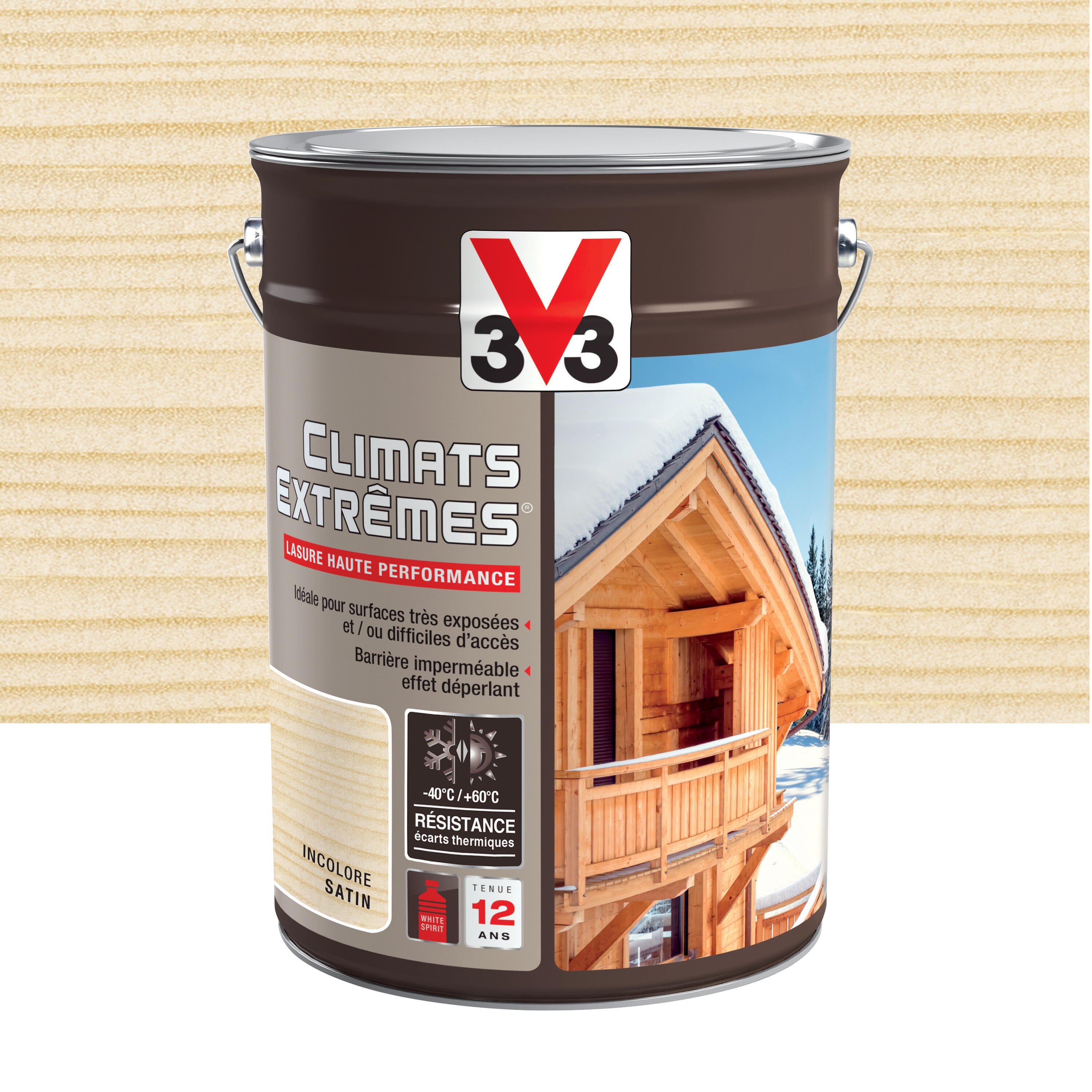Lasure V33 Climats extrêmes® 12 ans incolore satiné 5 l | Leroy Merlin